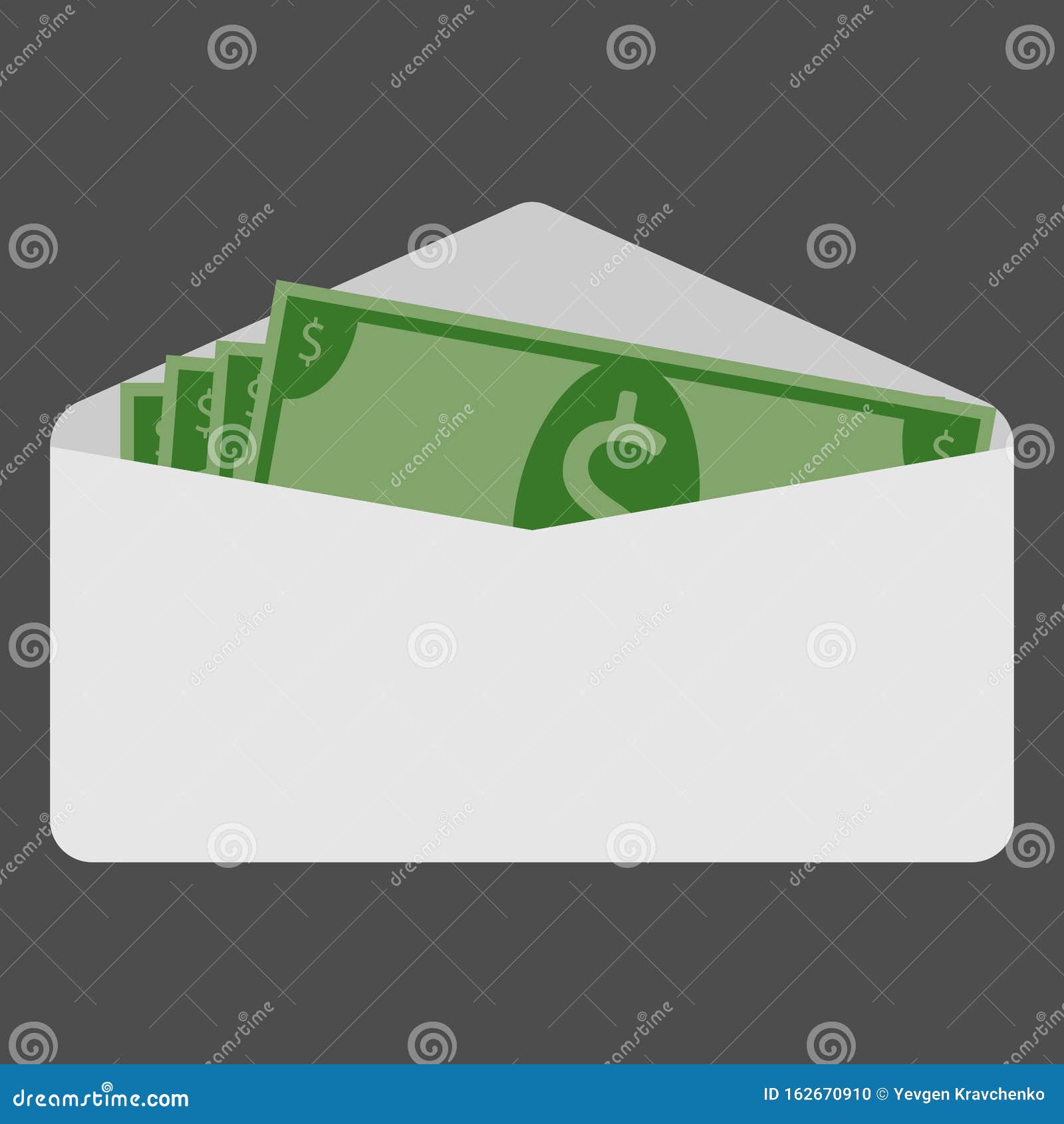 Money, Dollars in an Envelope. Vector of Dollars in a White Envelope ...
