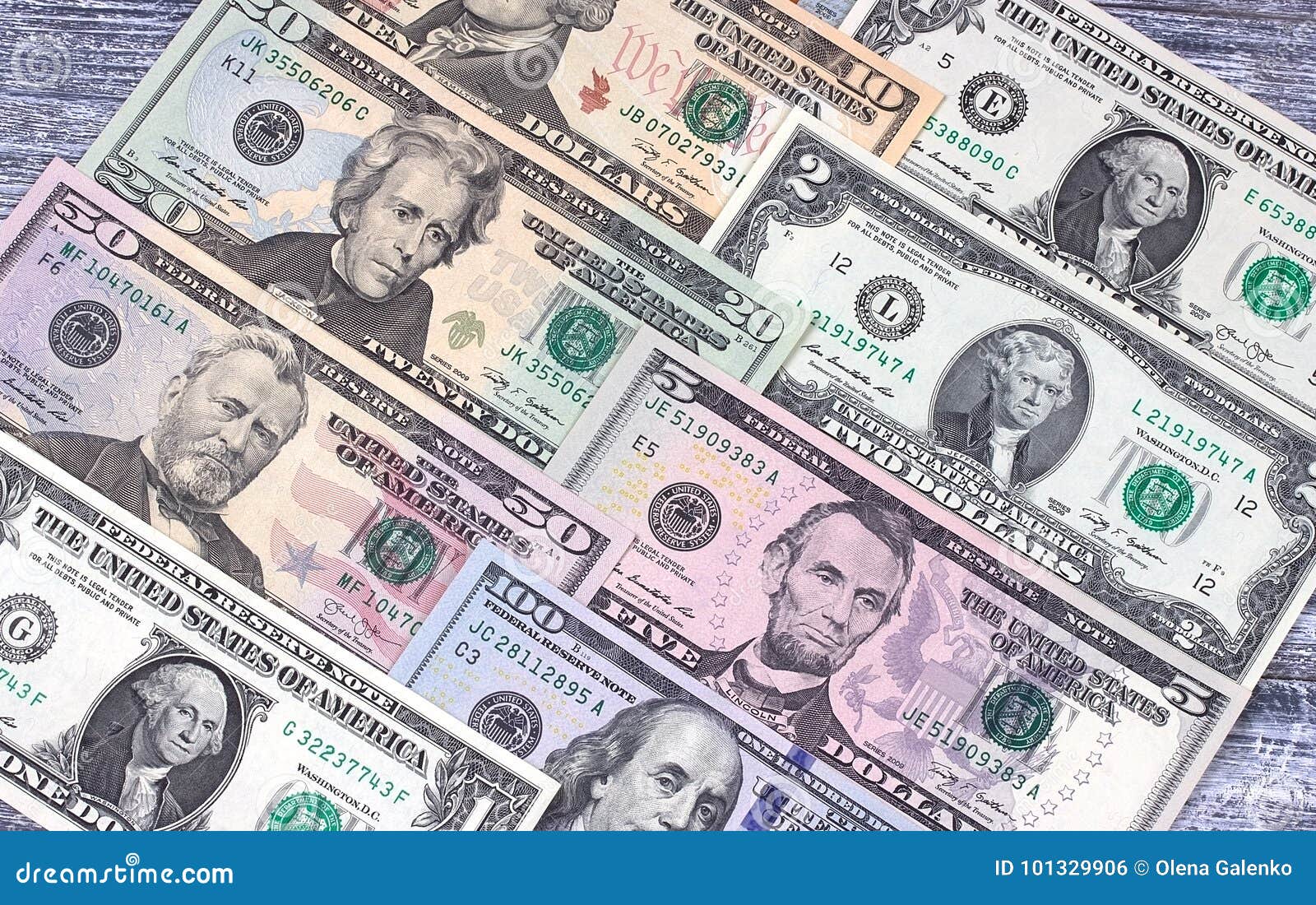 Money Dollars on Gray Wooden Background. Space. Stock Photo - Image of ...