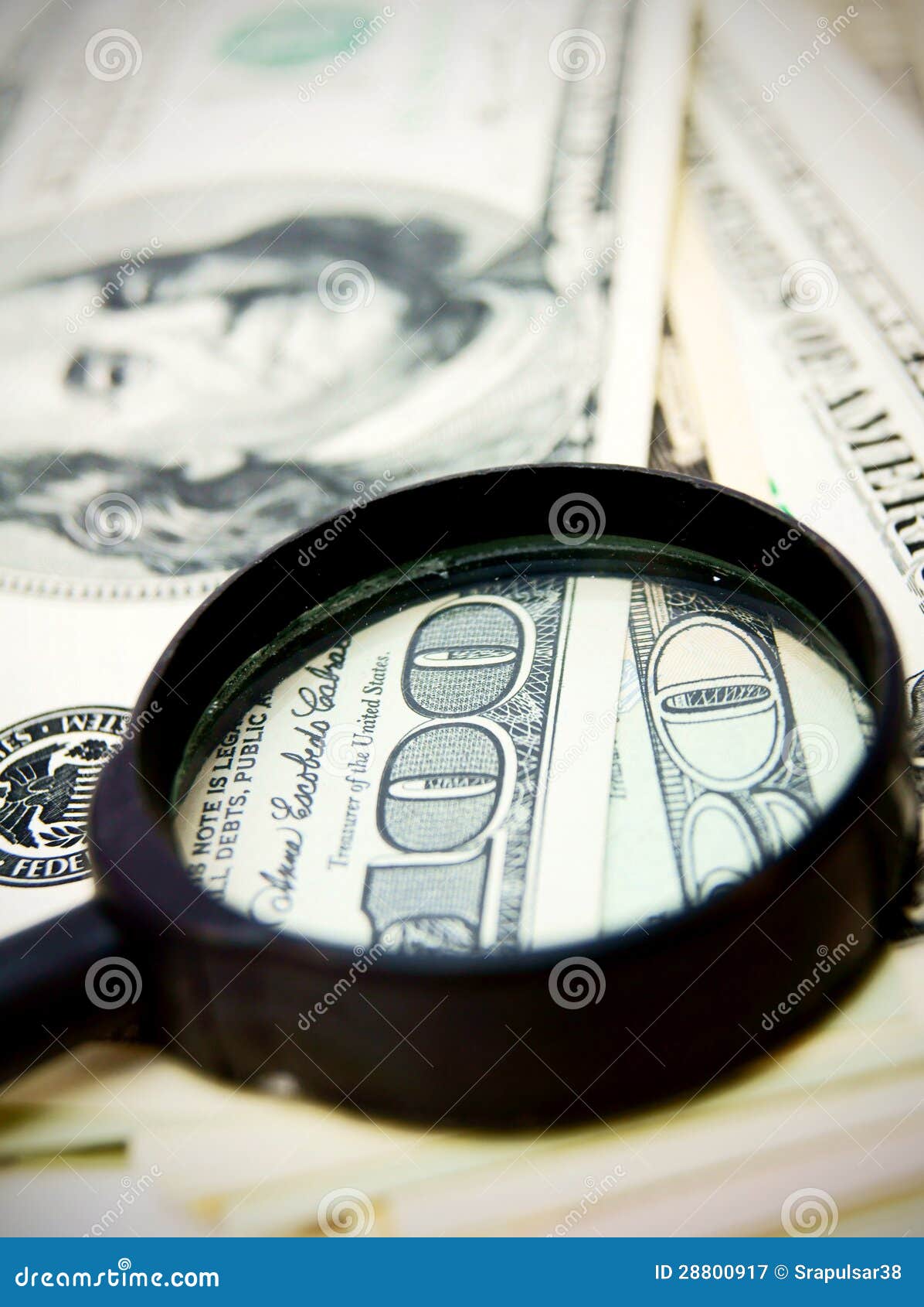 Money (dollars) and Magnifier. Stock Image - Image of heap, exchange ...