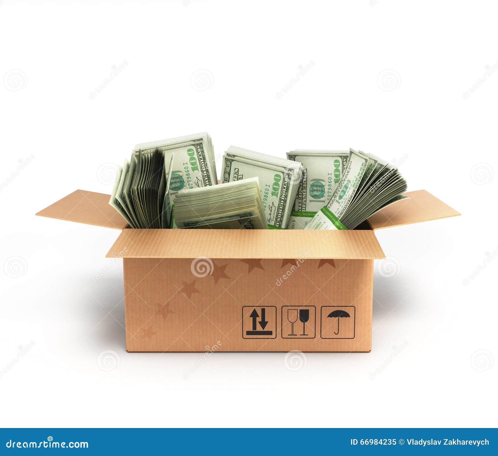 Money Dollars Packs in a Box Stock Illustration - Illustration of ...