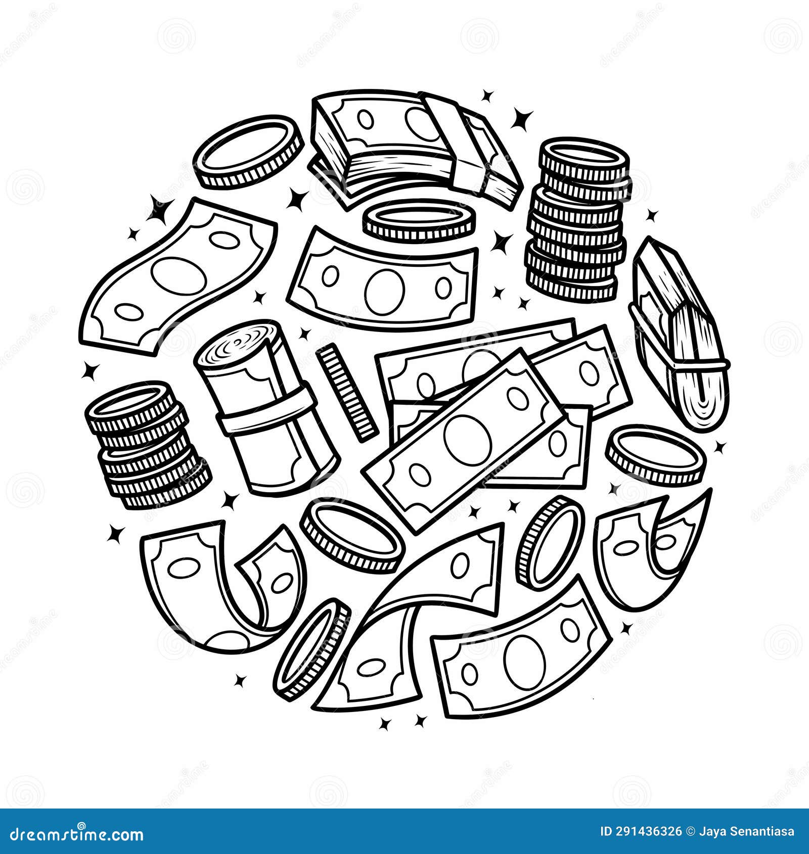 Money Doodle Element Hand Drawn Vector Stock Vector - Illustration of ...