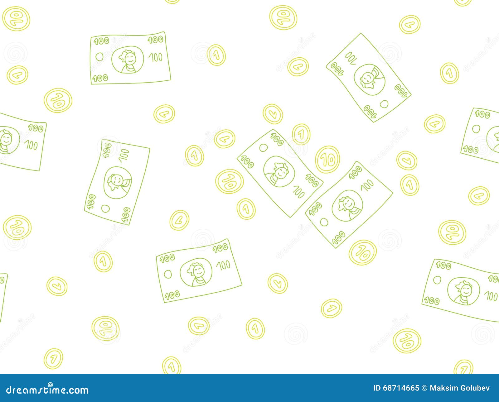 Money doodle pattern stock vector. Illustration of green - 68714665