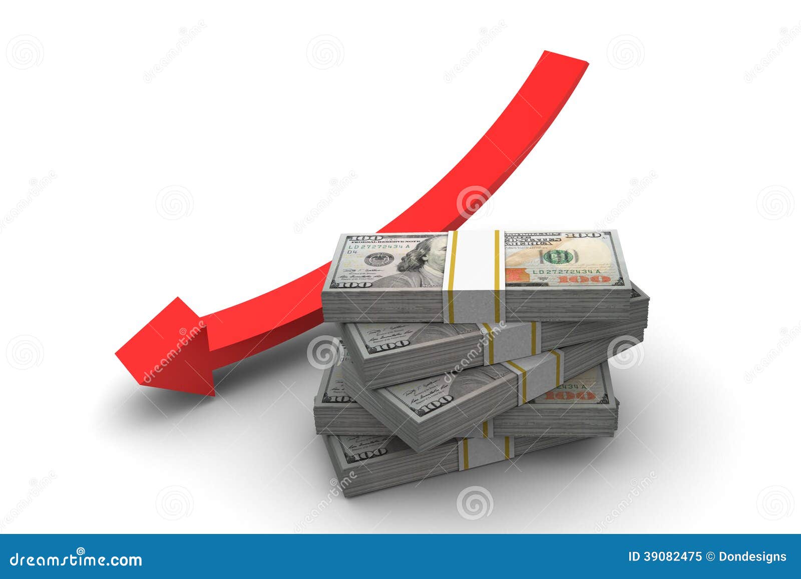 Money Down Arrow stock illustration. Illustration of commerce - 39082475