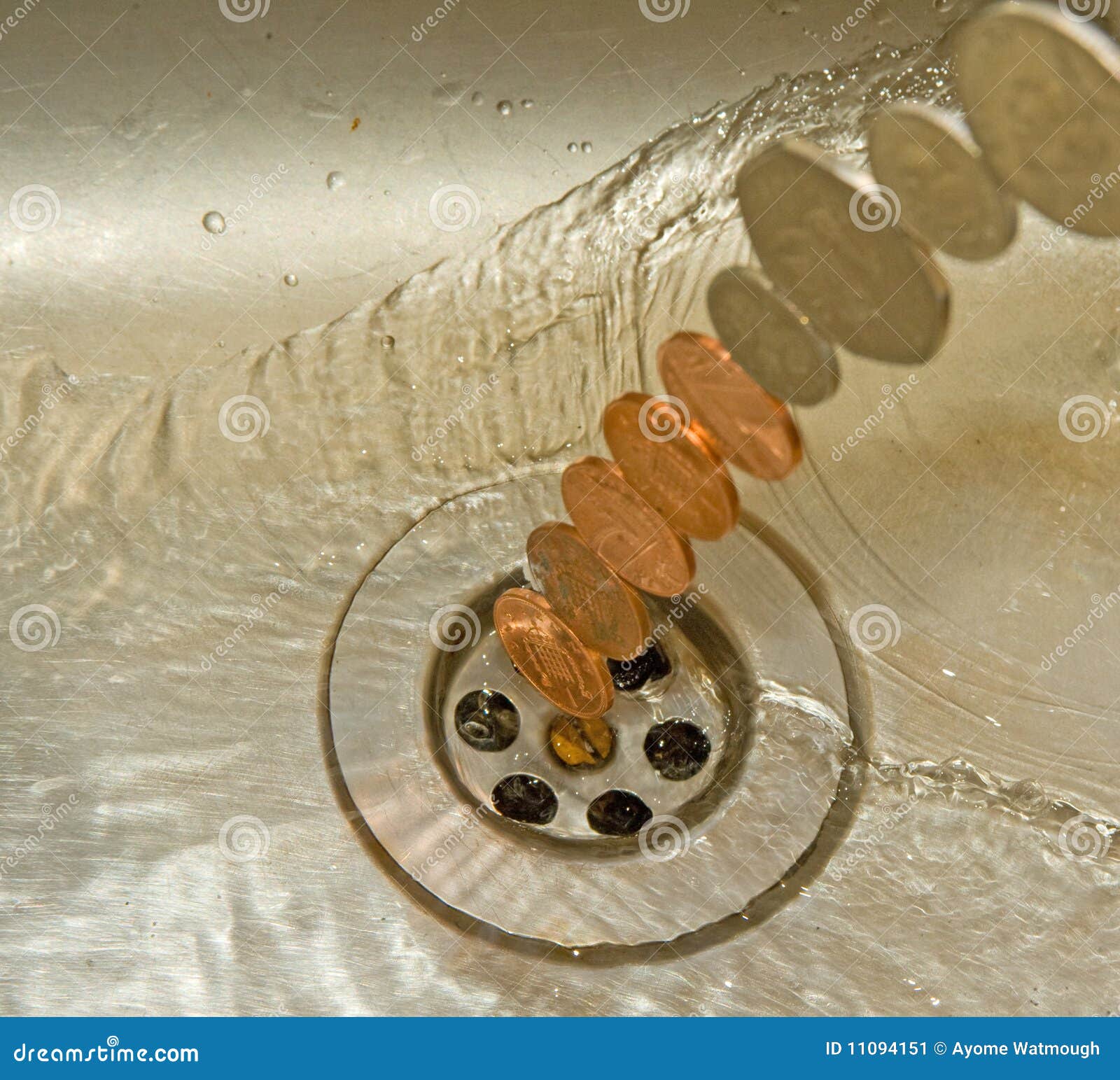 Money down the drain. stock image. Image of straights - 11094151