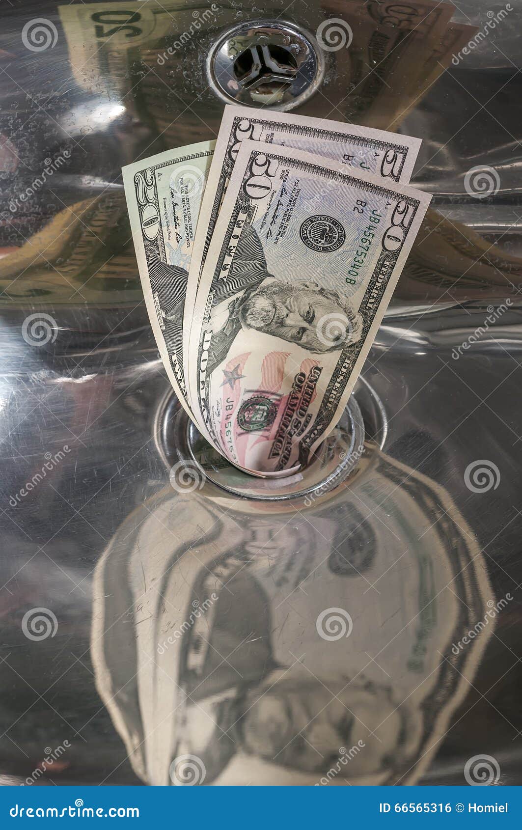 Money Down the Drain stock photo. Image of sink, payment - 66565316