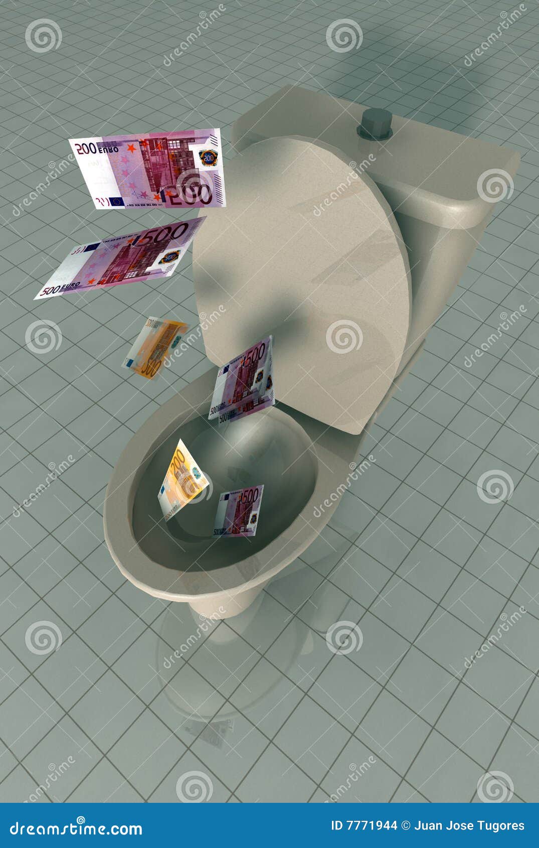 Money down the toilet stock illustration. Illustration of bills - 7771944