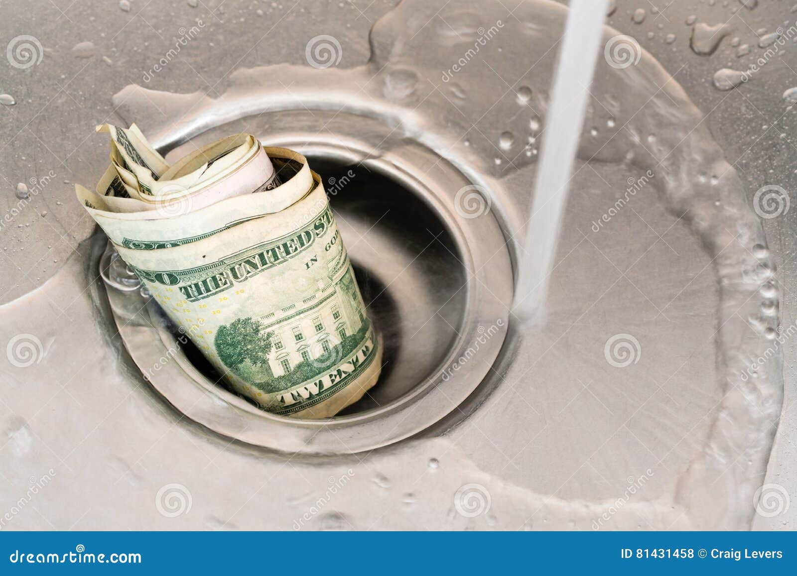 Money drain stock photo. Image of dollars, drain, waste - 81431458