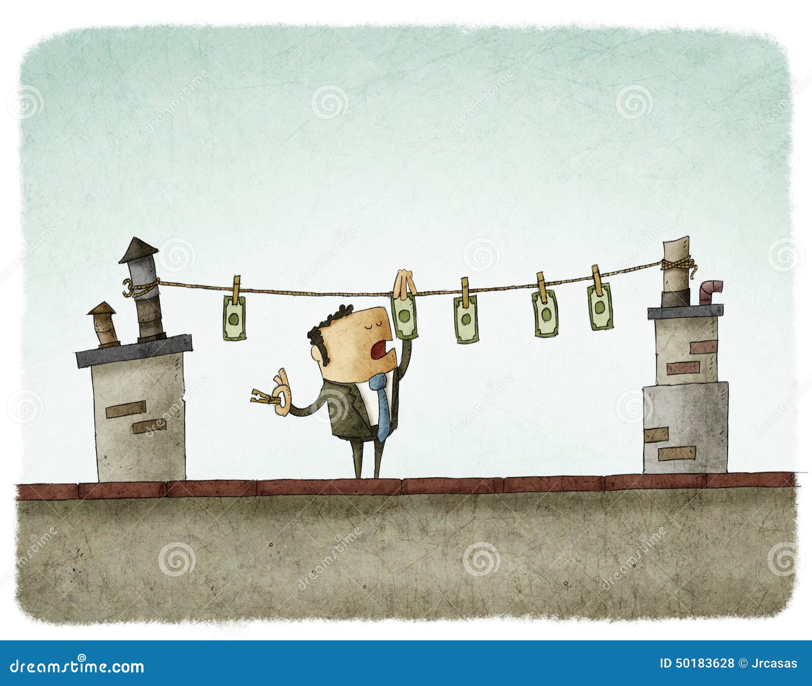 Money Drying on the Rooftop Stock Illustration - Illustration of ...