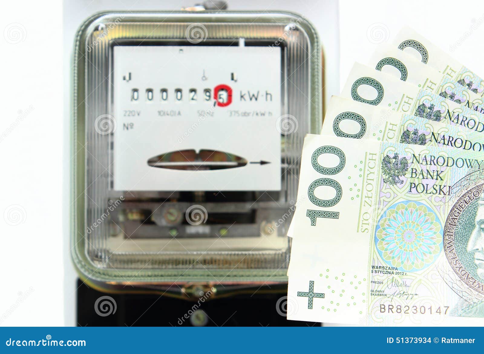 Money and Electric Energy Meter Stock Photo - Image of counter ...