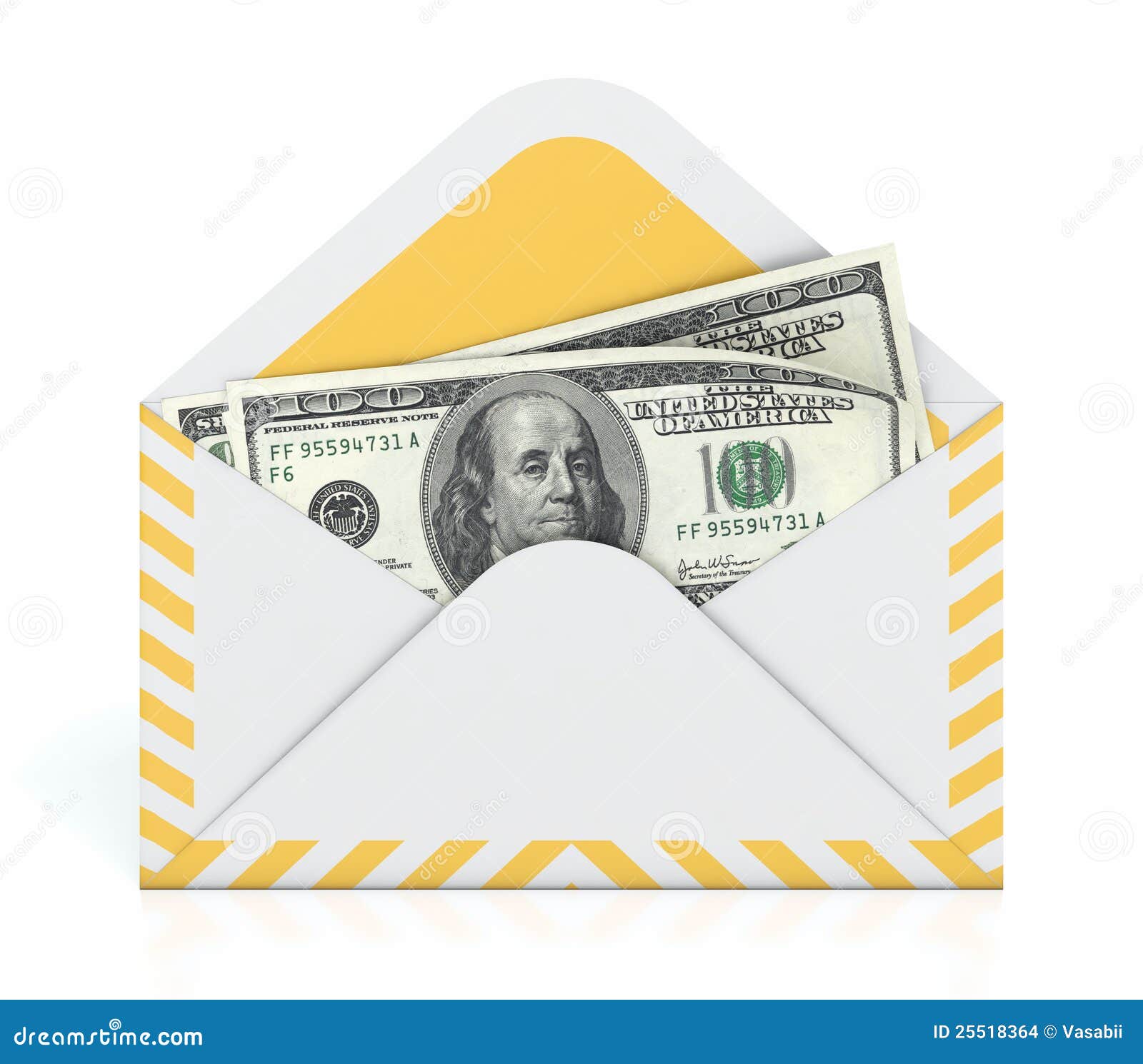Money in Envelope stock illustration. Illustration of blank - 25518364