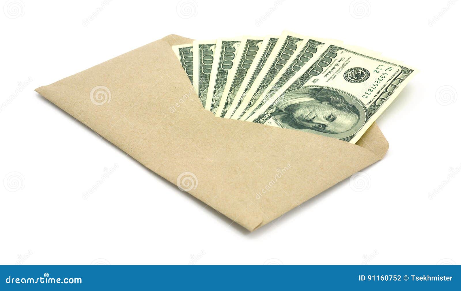 Money in envelope stock photo. Image of dollar, studio - 91160752