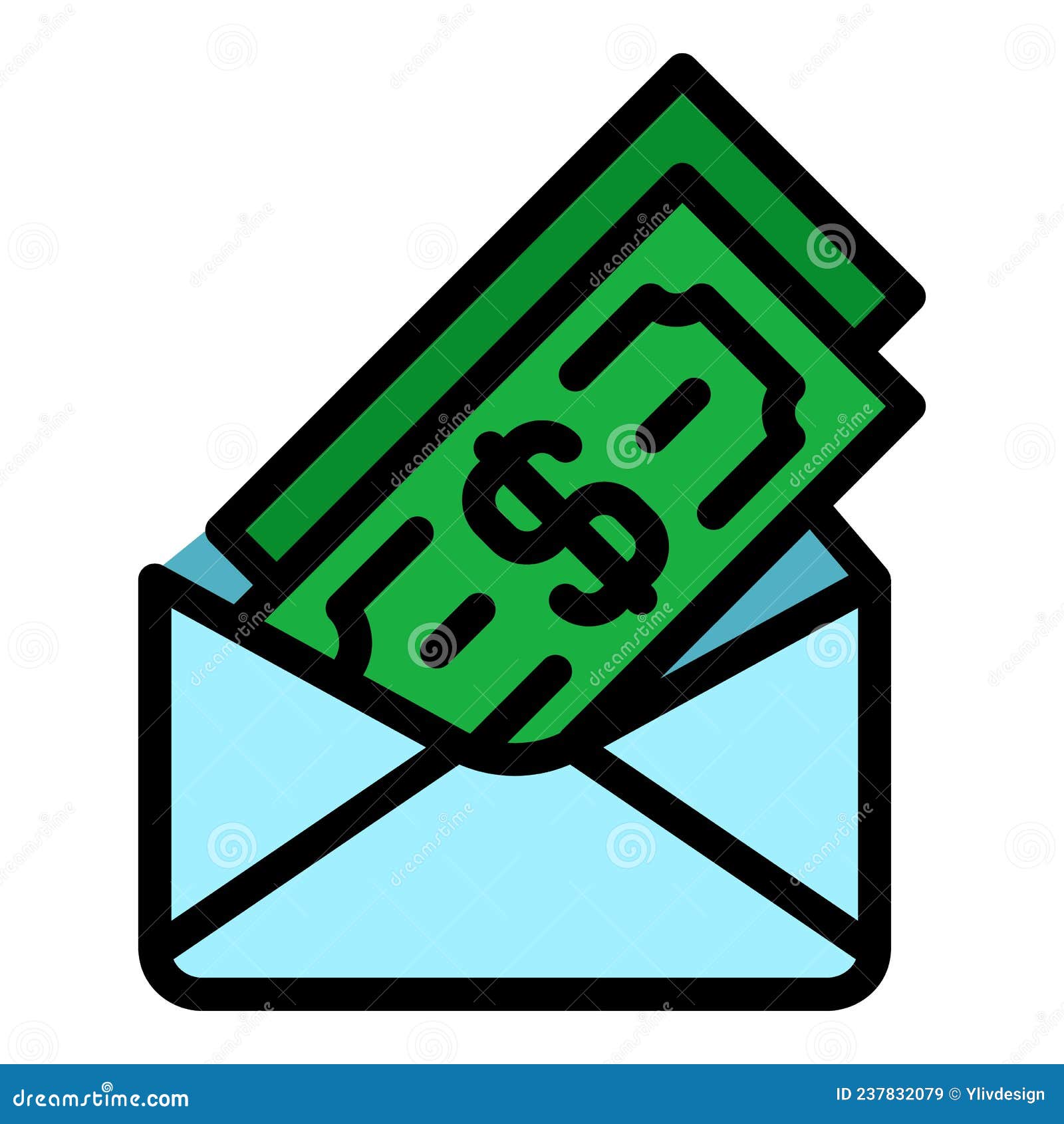 Money Envelope Icon Color Outline Vector Stock Vector - Illustration of ...