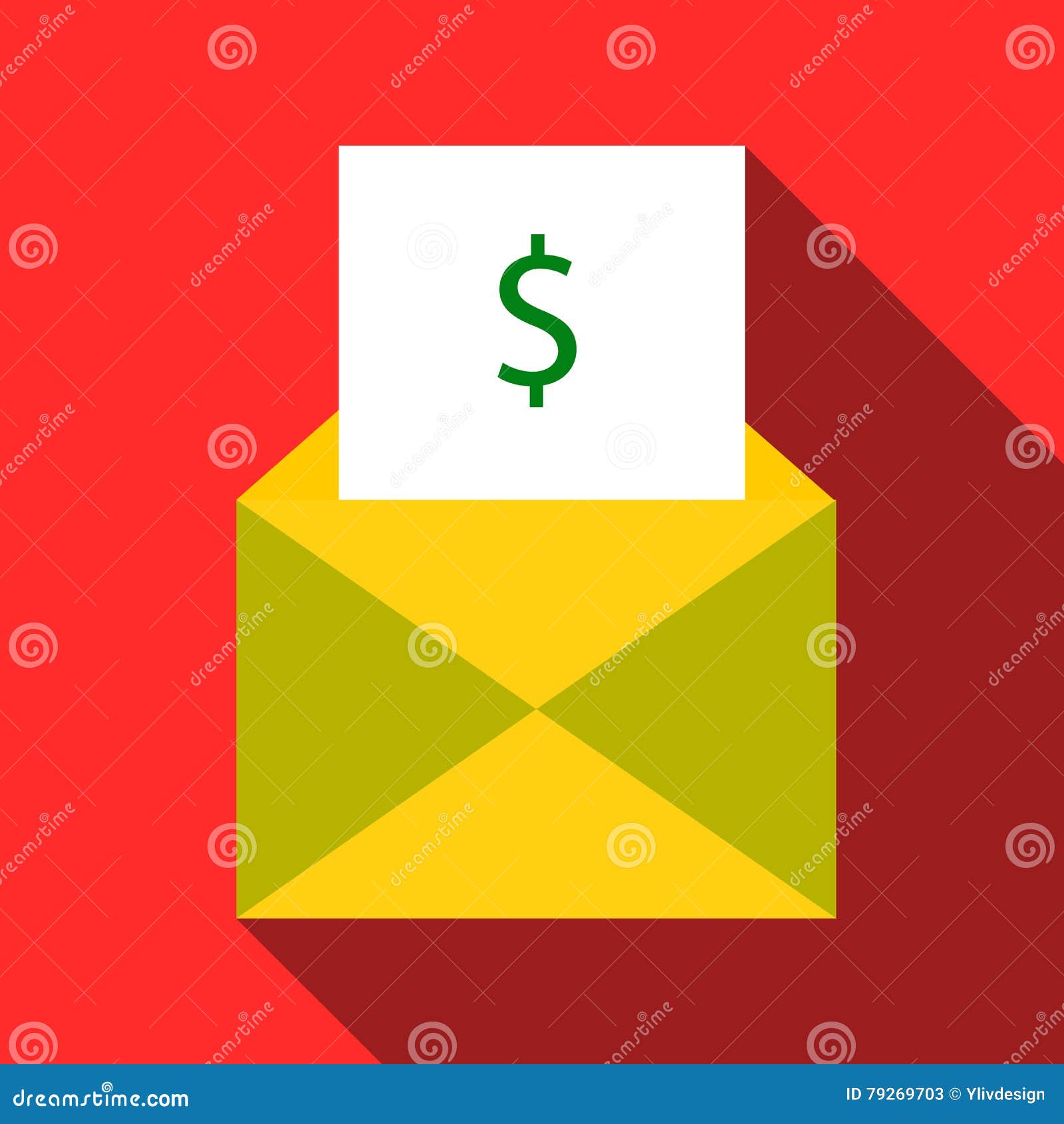 Money in Envelope Icon, Flat Style Stock Vector - Illustration of ...