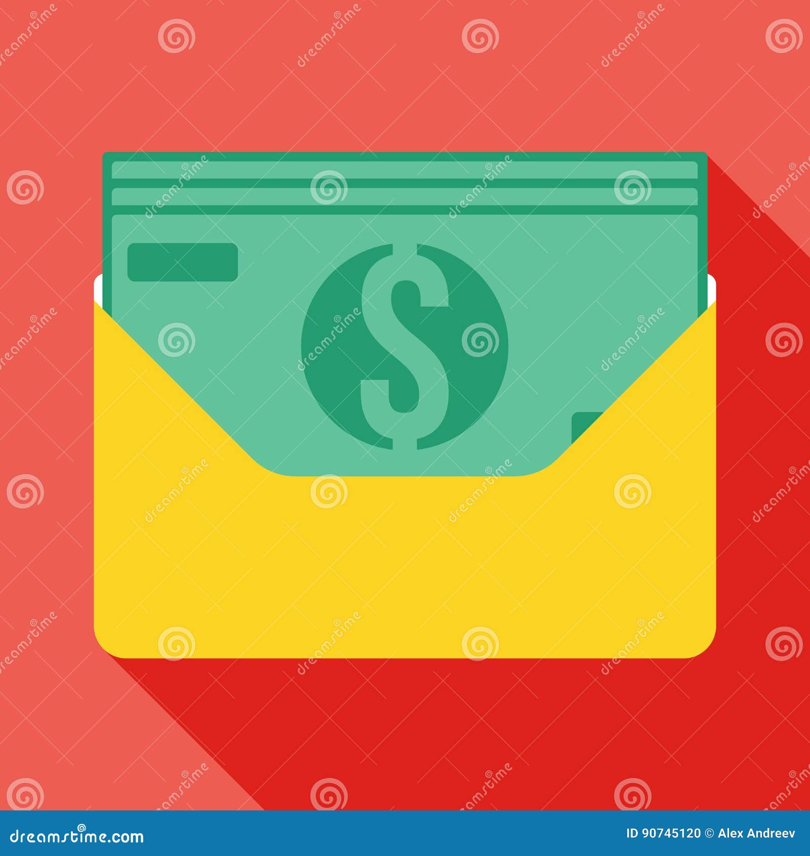Money in an Envelope Icon. Flat Vector Illustration. Stock Vector ...