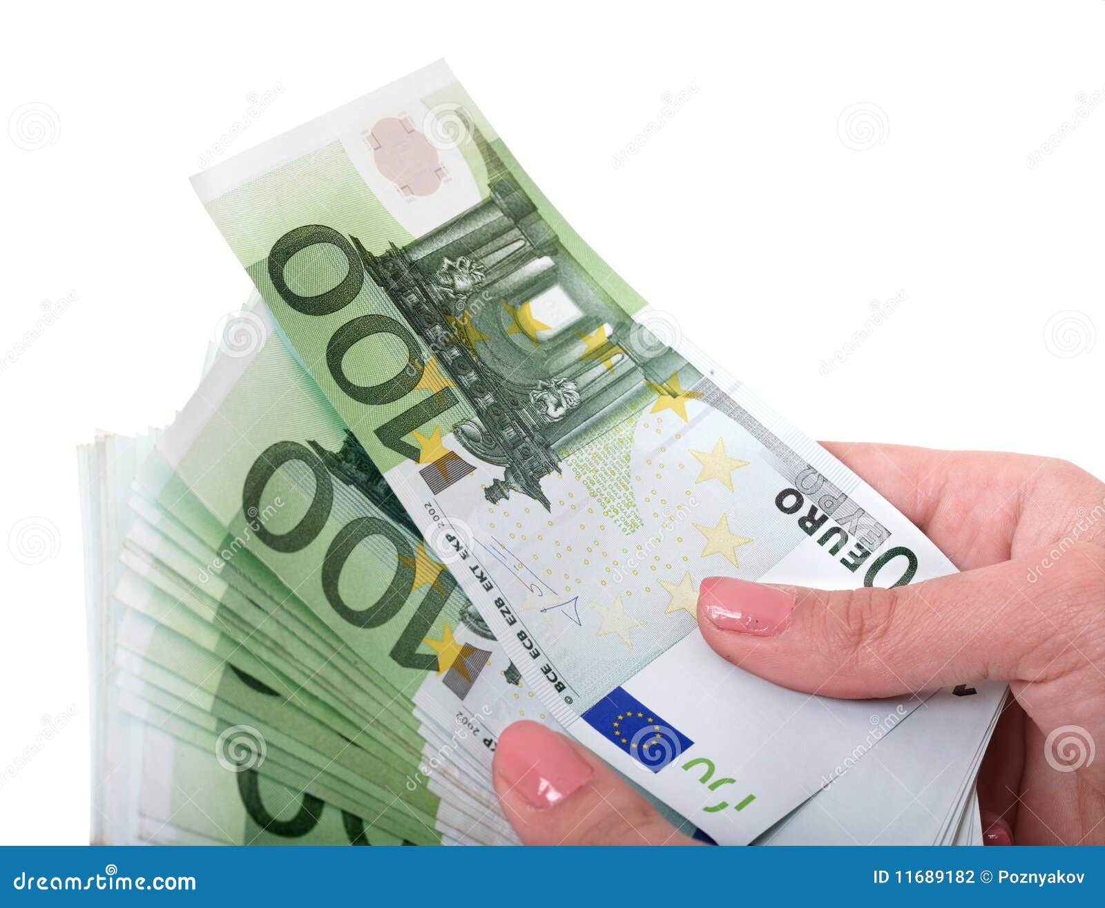 Money euro in female hand. stock photo. Image of investment - 11689182