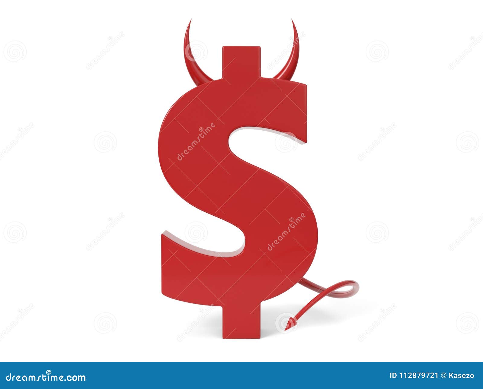 Money Is Evil Conceptual. Evil Dollar Isolated In White Background. 3d ...