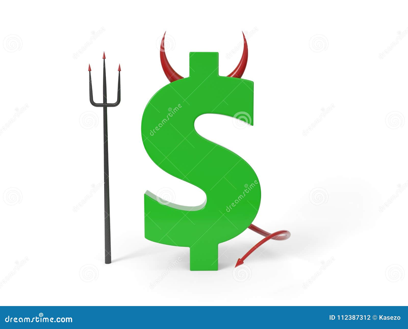 Money Is Evil Conceptual. Evil Dollar Isolated In White Background. 3d ...