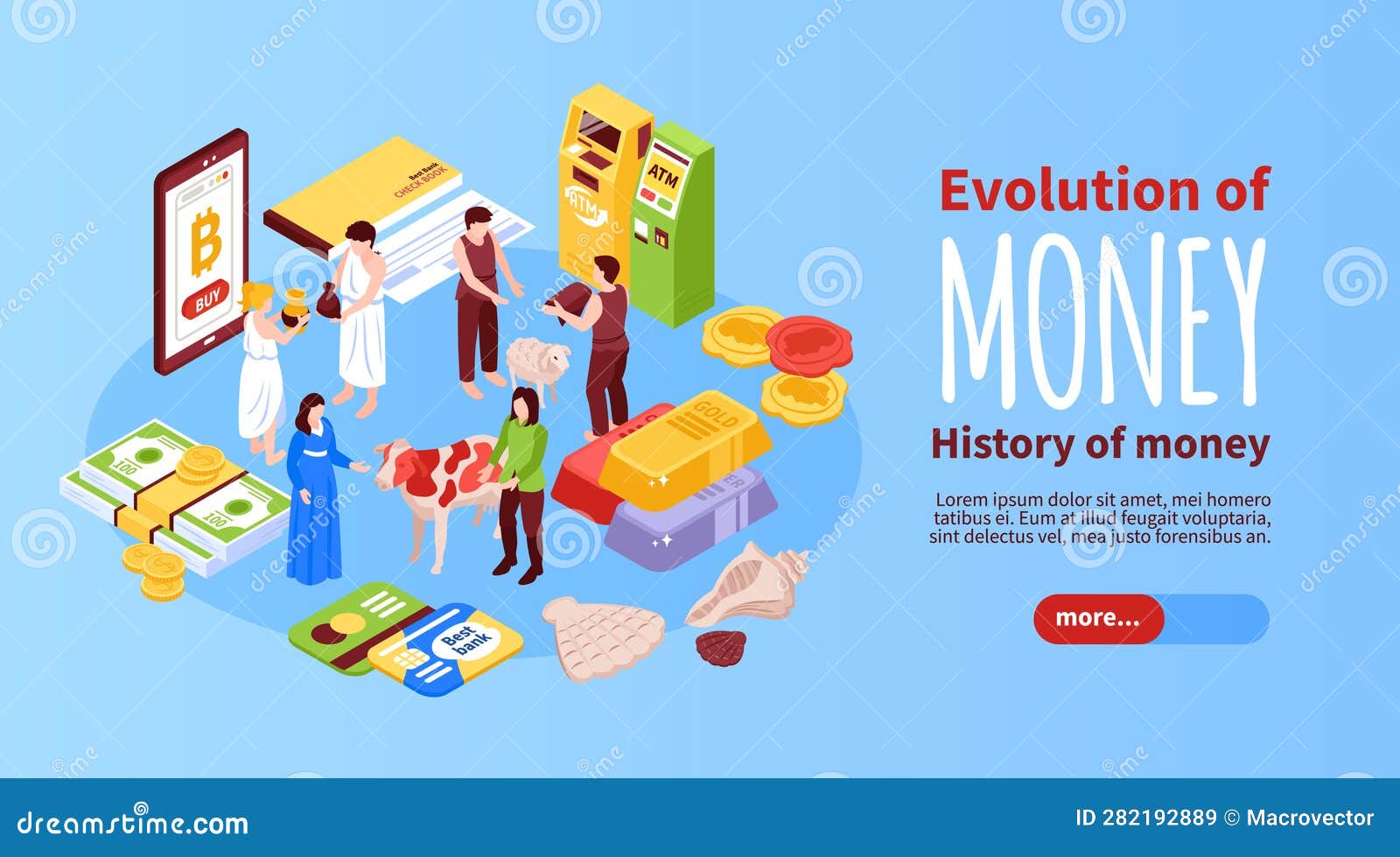 Money Evolution Horizontal Banner Stock Vector - Illustration of ...