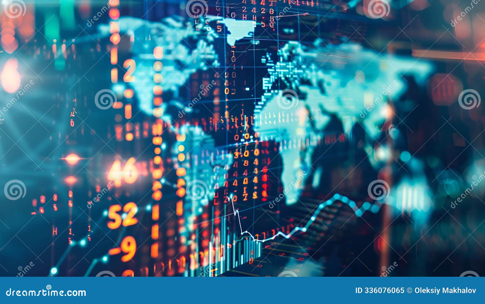Money Exchange. Multiple Exposure with Dollar Banknotes, Coins, Digital ...