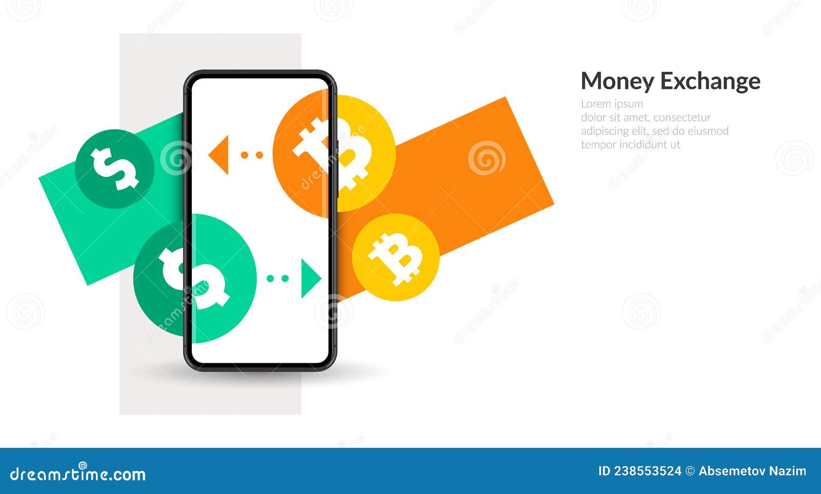 Money Exchange with Phone Concept Stock Vector - Illustration of ...