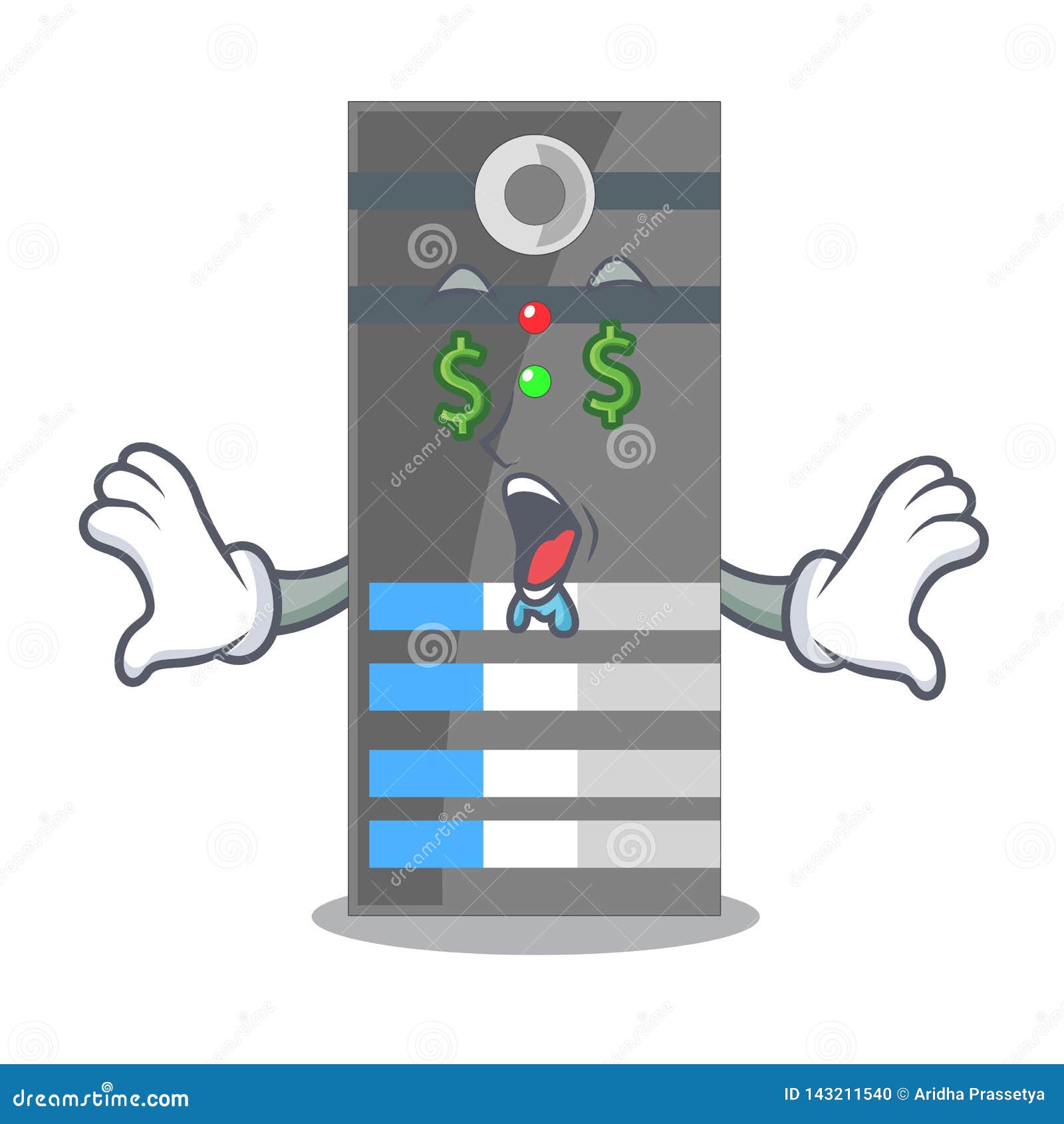 Money Eye Data Server Above the Cartoon Tables Stock Vector ...