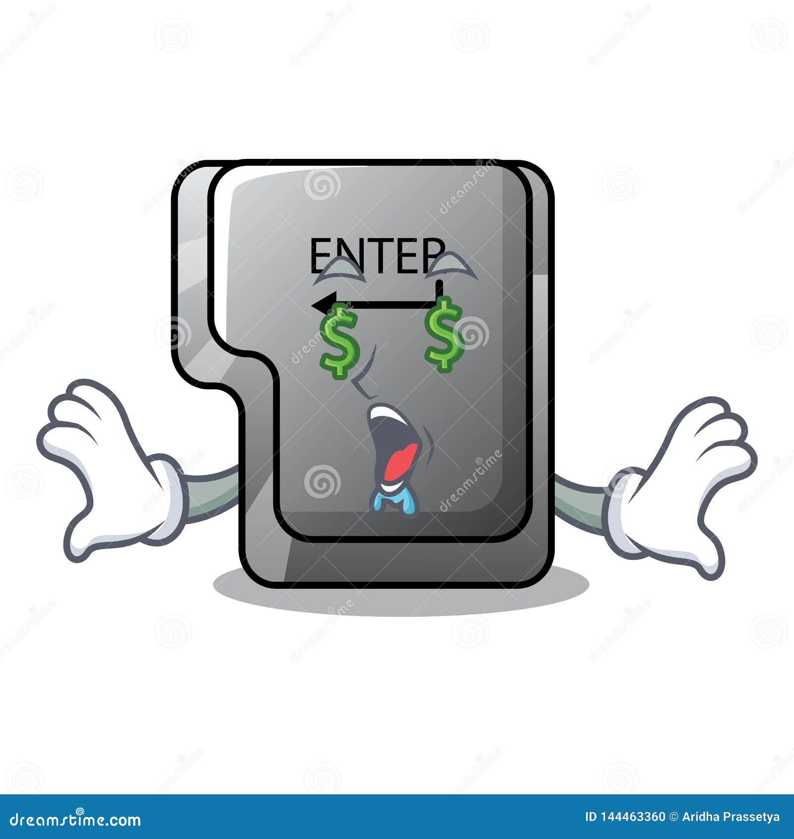 Money Eye Enter Button Installed on Computer Cartoon Stock Vector ...