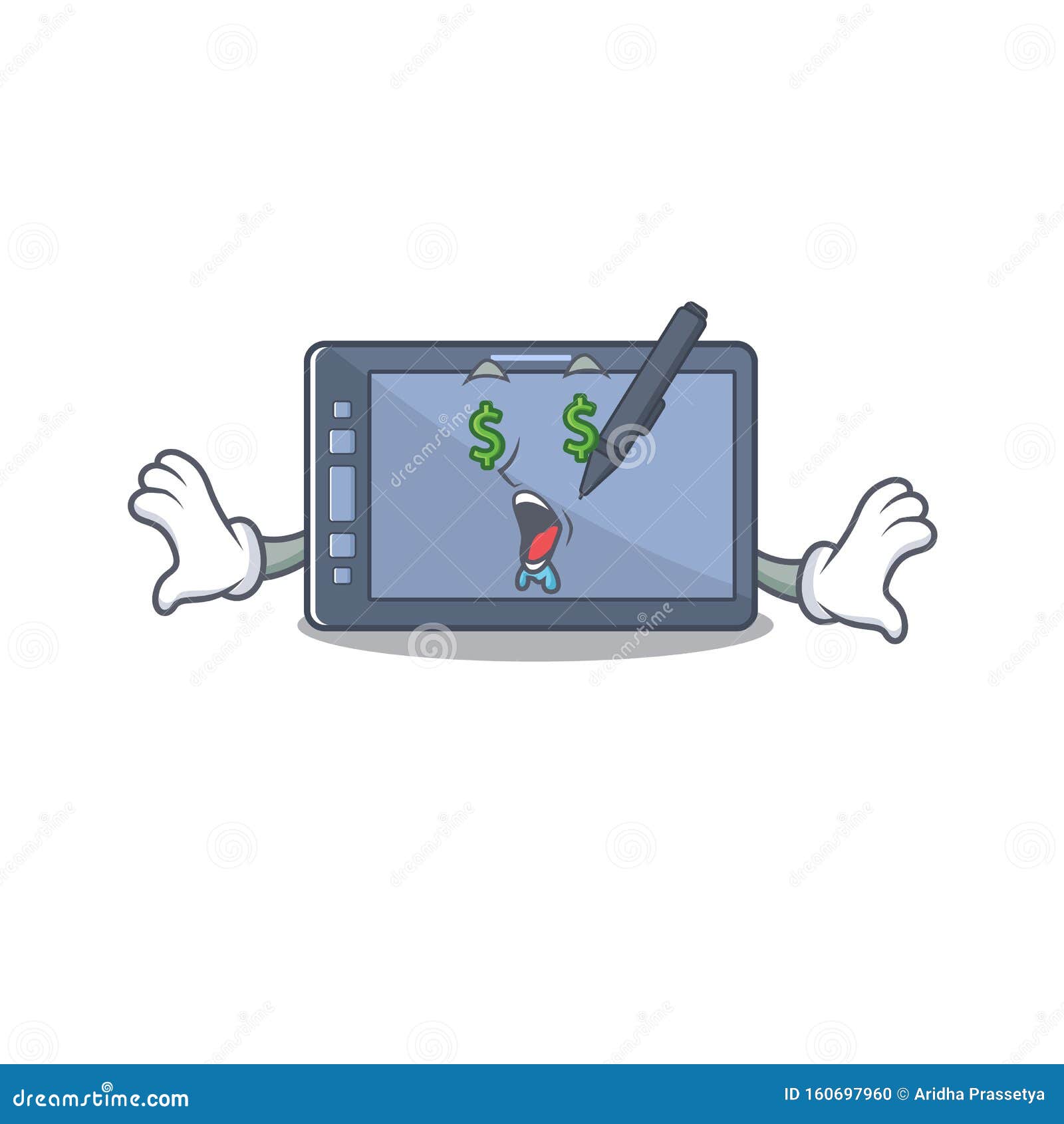 Money Eye Graphic Tablet on the Mascot Table Stock Vector ...