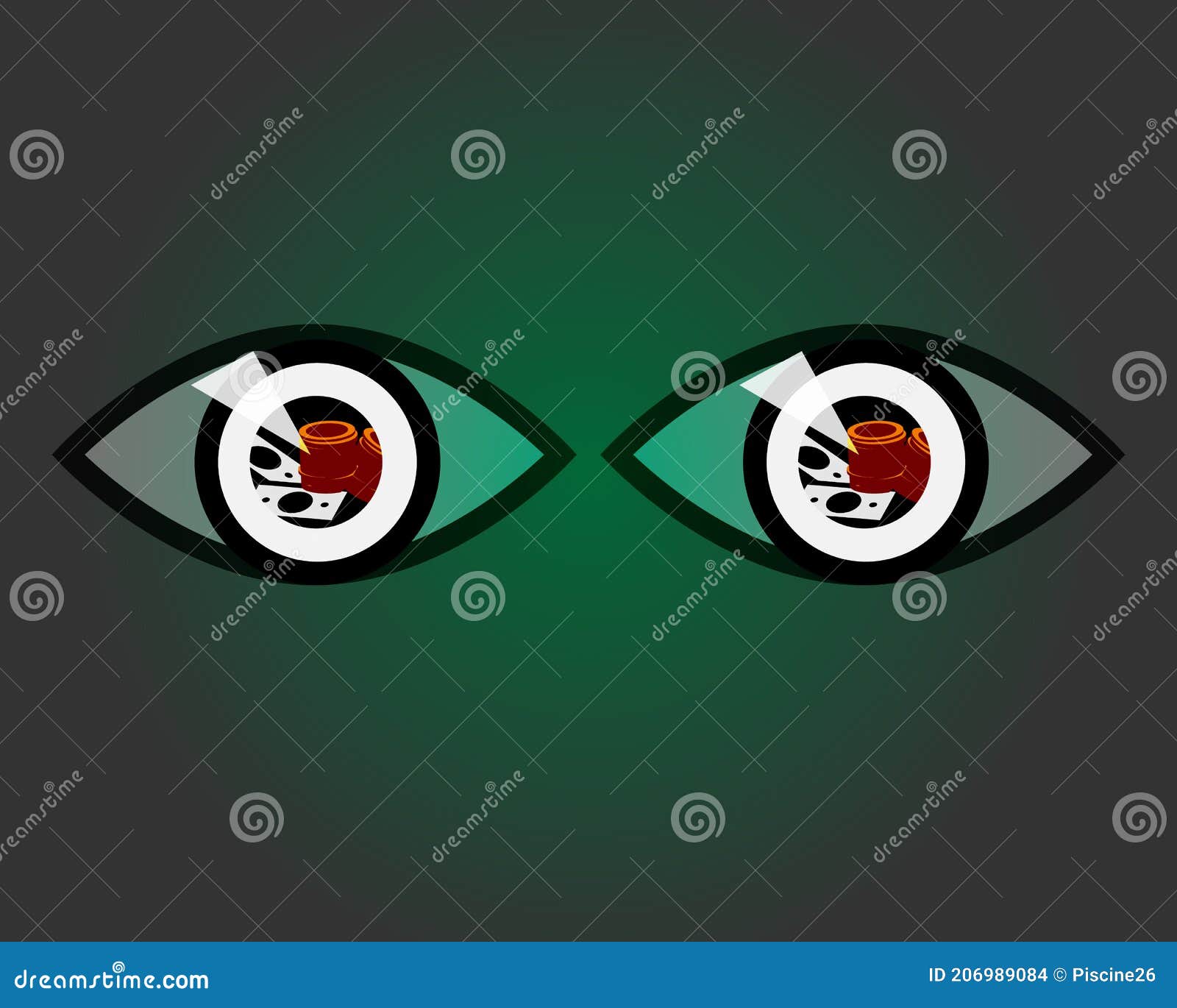 Money in the eyes vector stock vector. Illustration of emotion - 206989084