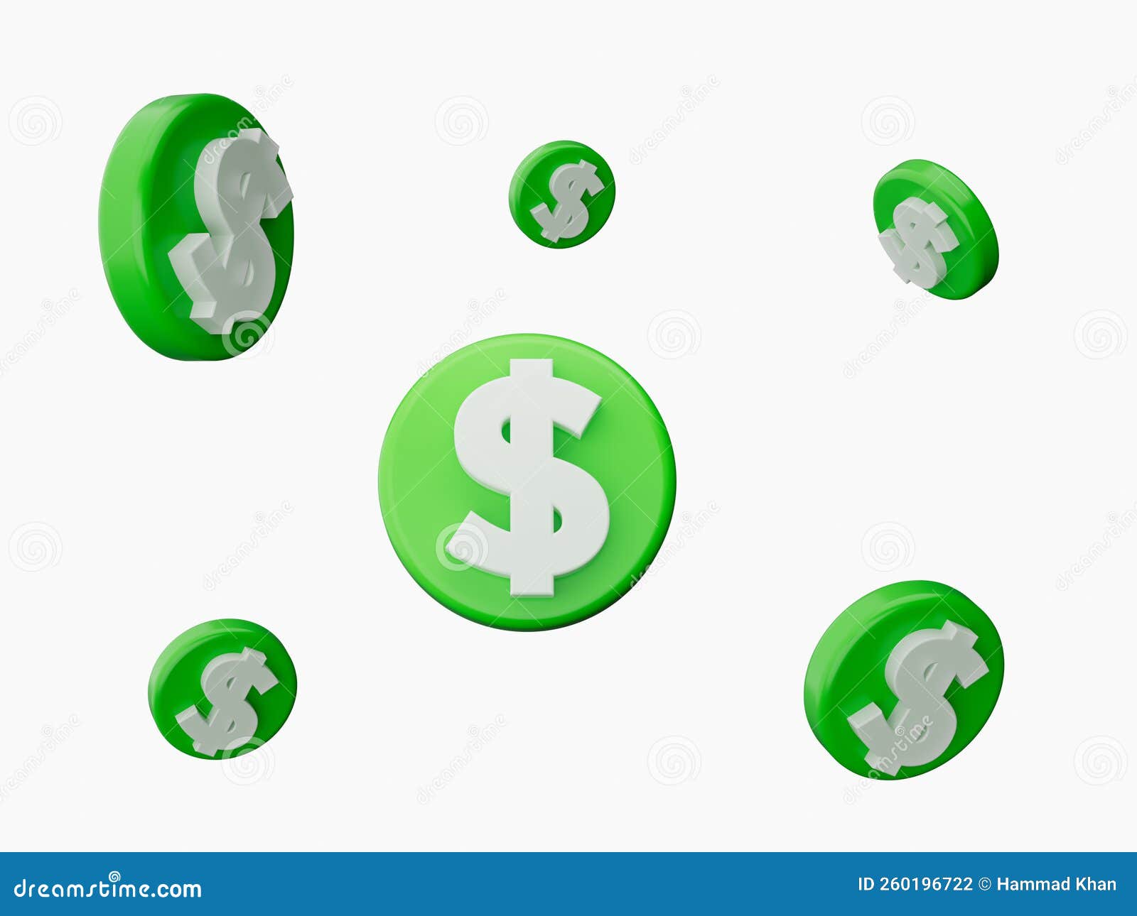 Money Falling 3D Dollars Coins. 3d Illustration Isolated White ...