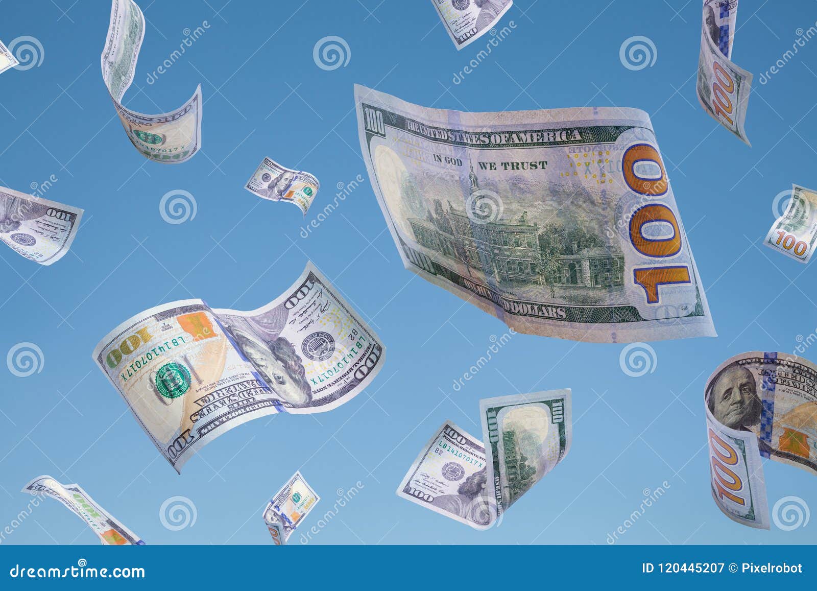 Money Falling stock image. Image of raining, franklin - 120445207
