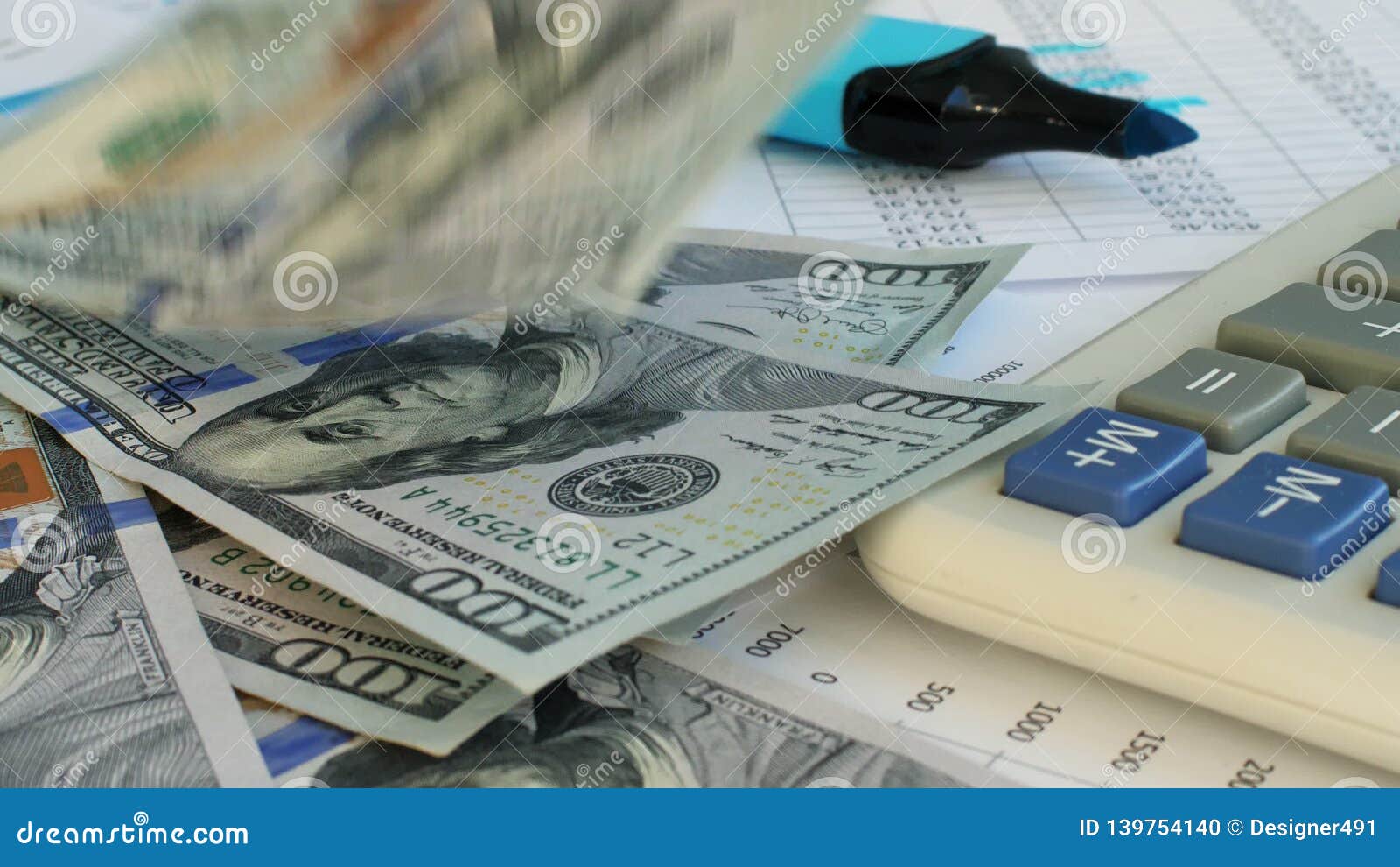 Money is Falling Down on Office Desk. Dollars on a Table. Stock Footage ...