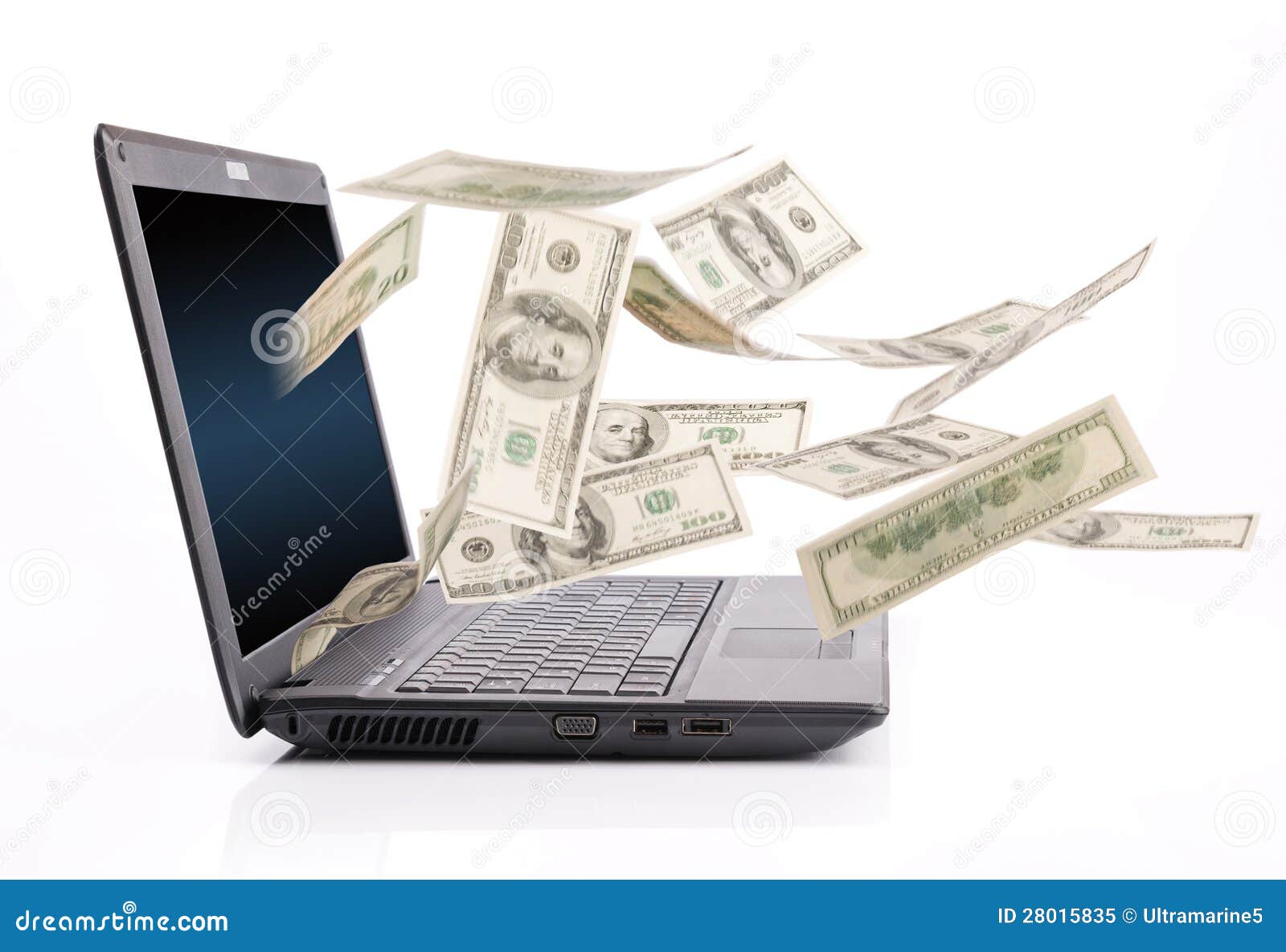 Money Falling from Laptop Screen Stock Image - Image of internet, ideas ...