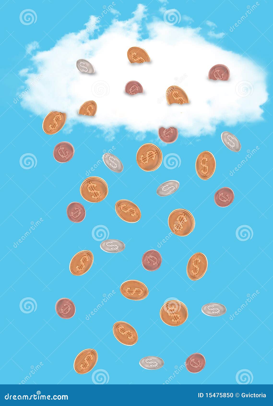 Money falling from the sky stock illustration. Illustration of rich ...
