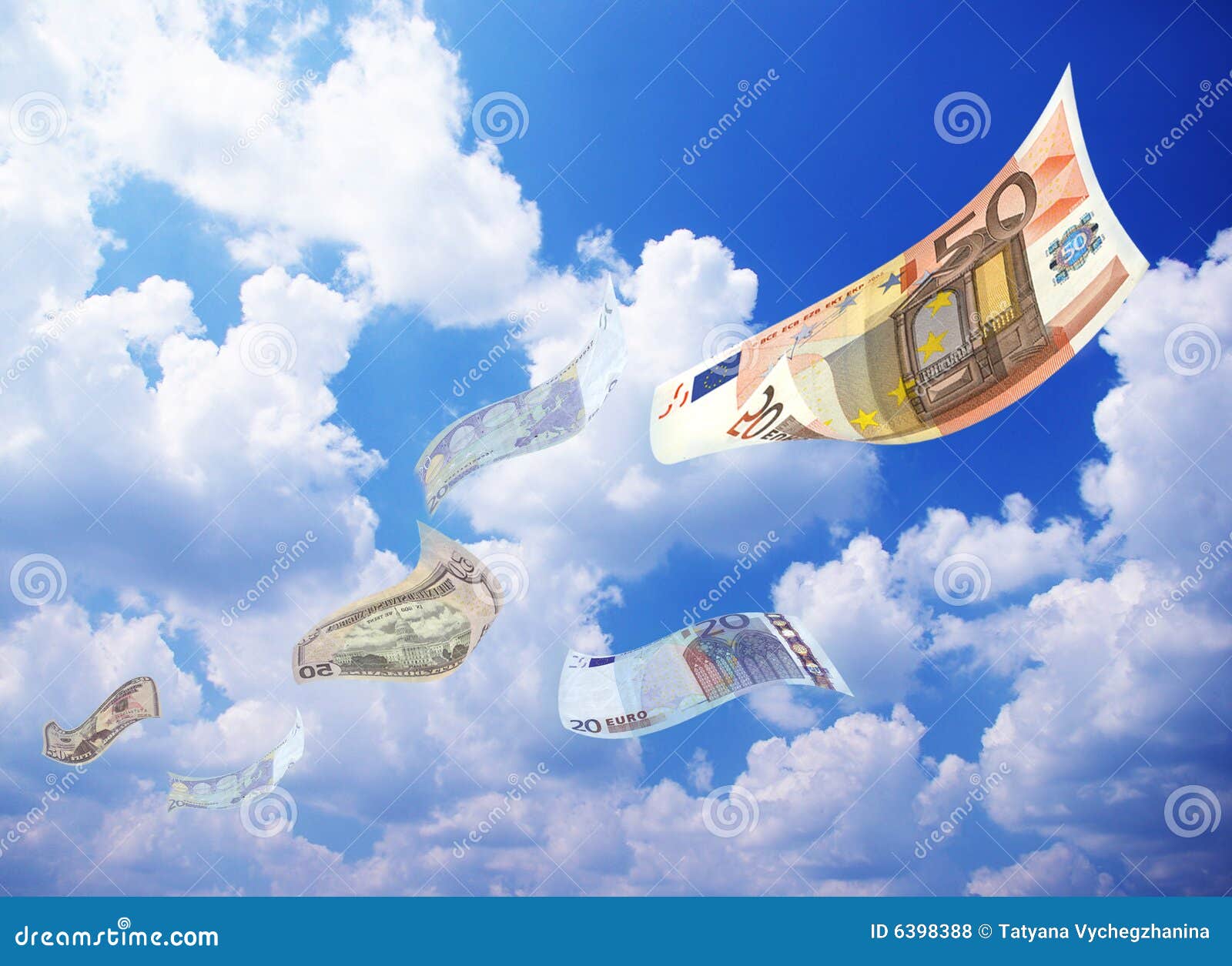 Money falling from sky stock photo. Image of fifty, sign - 6398388