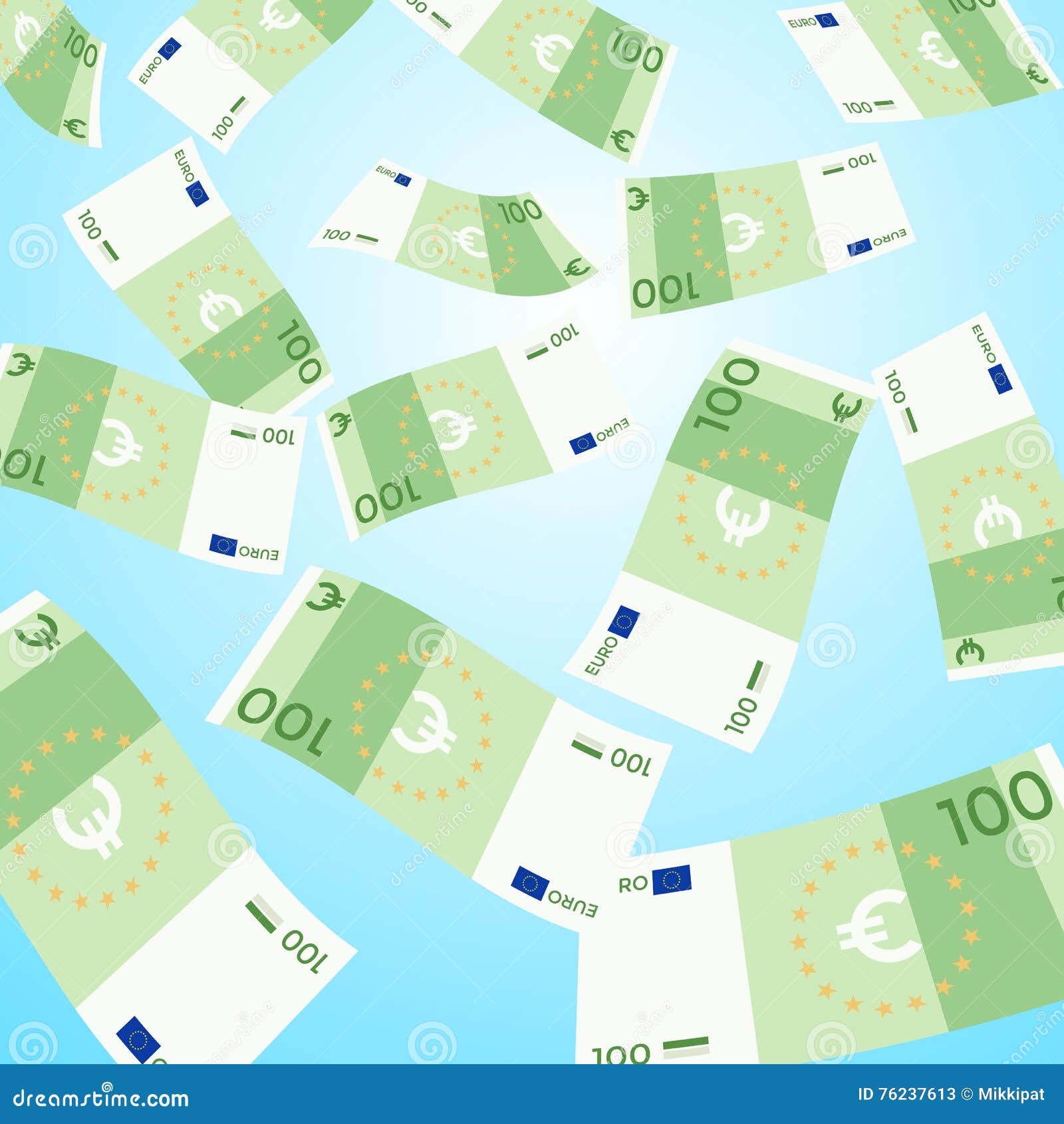 Money Falling from Sky, 100 Euro Banknotes Falling Stock Vector ...