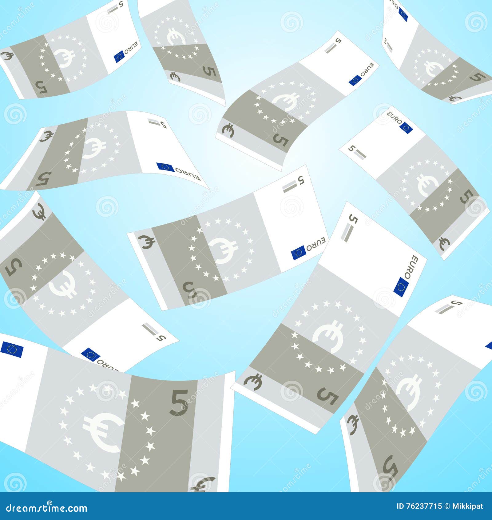 Money Falling from Sky. 5 Euro Banknotes Falling. Stock Vector ...