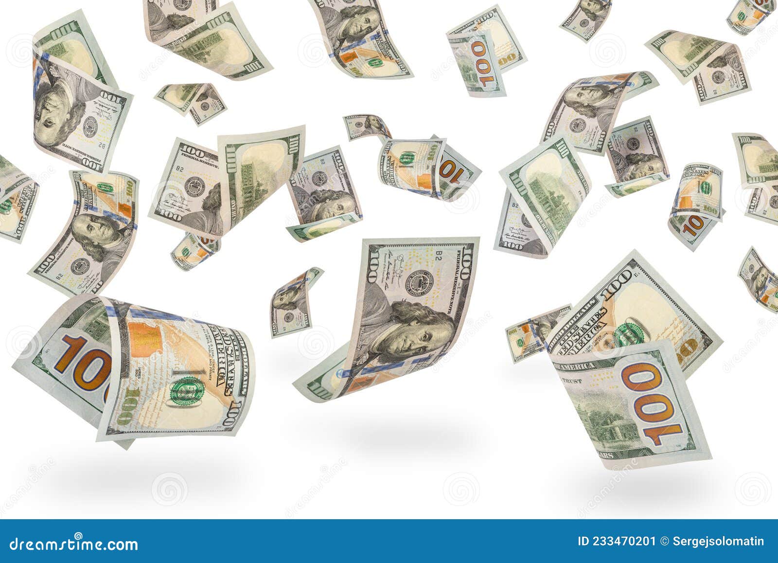 Money is Falling from the Sky. Isolate on Falling White Banknotes. One ...