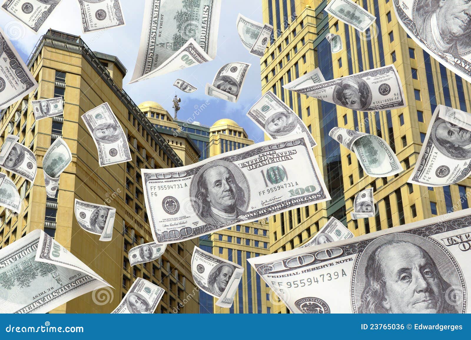 Money Falling from the Top of a Building Stock Photo - Image of lottery ...