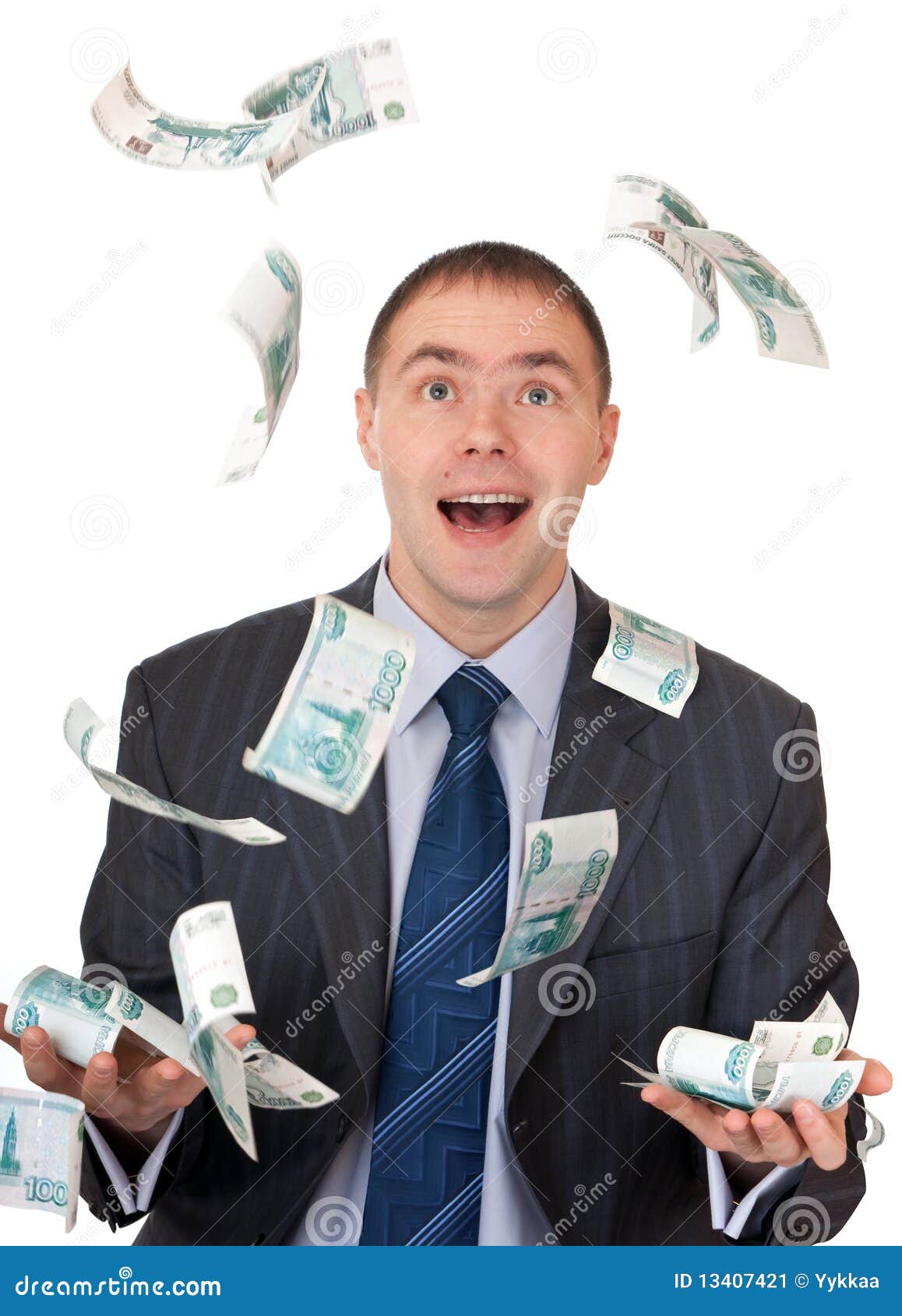 Money Fell into the Hands of a Businessman Stock Image - Image of style ...