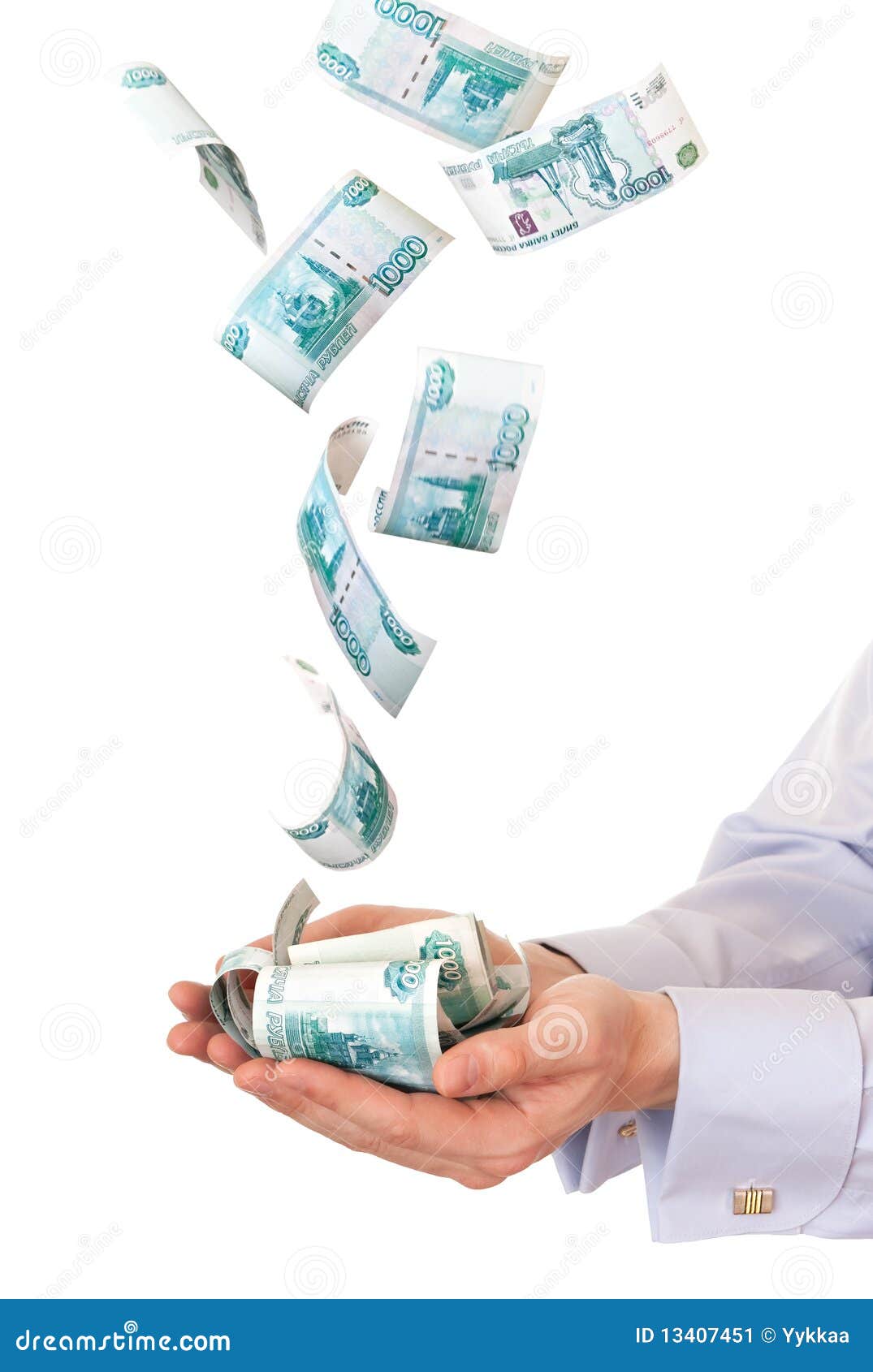 Money Fell into the Hands of a Businessman Stock Image - Image of ...