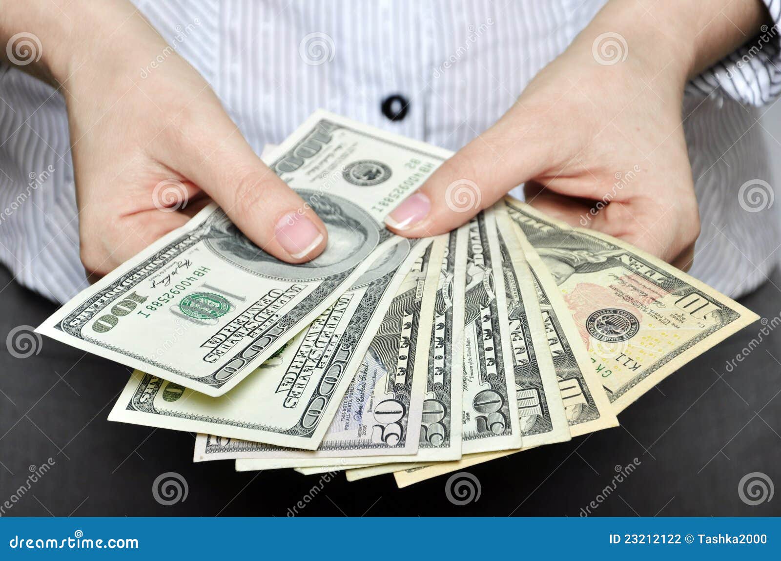 Money in female hands stock photo. Image of paid, money - 23212122