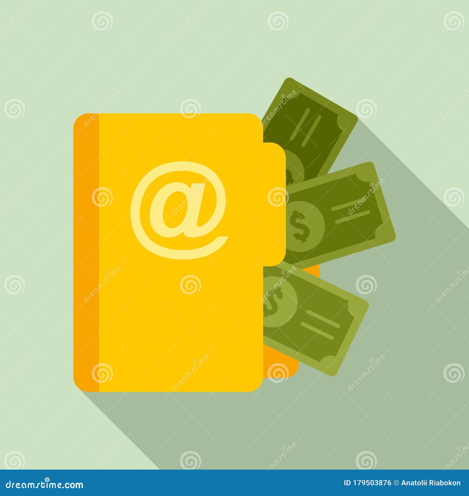 Money File Folder Icon, Flat Style Stock Vector - Illustration of ...