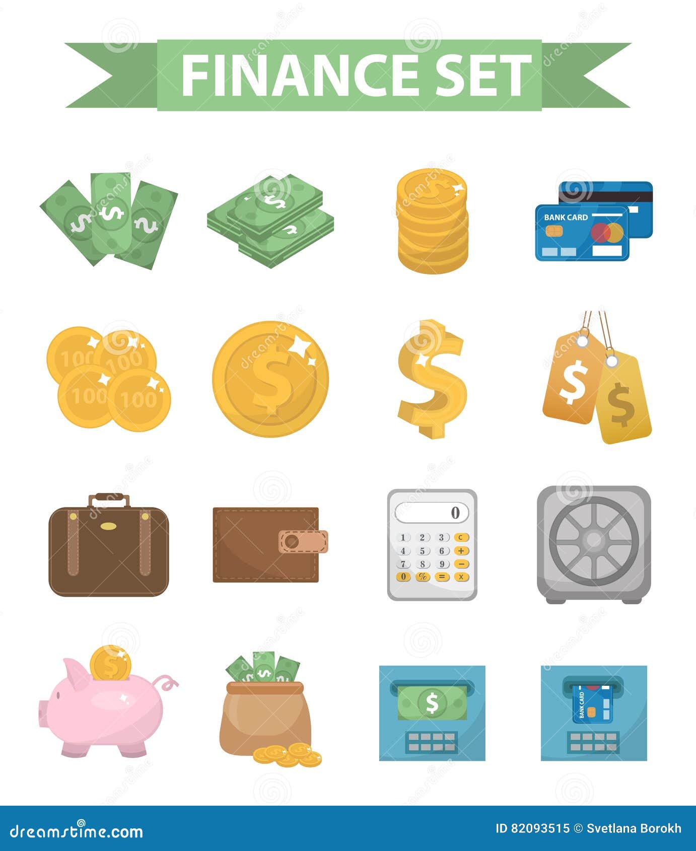 Money and Finance Icons, Modern Flat Style. Collection on White ...