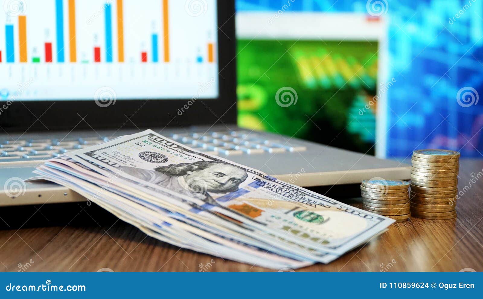 Money and Financial Data on a Monitor Stock Photo - Image of market ...
