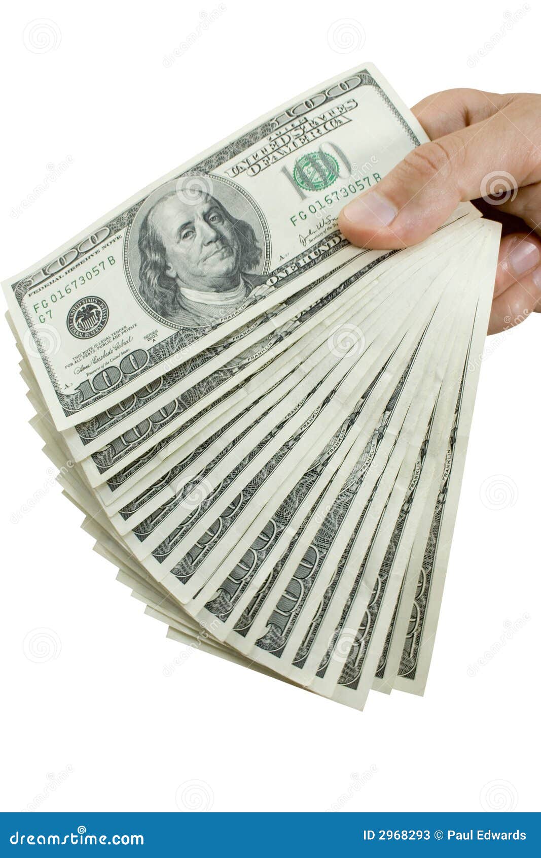 Money in fingers isolated stock image. Image of dollar - 2968293
