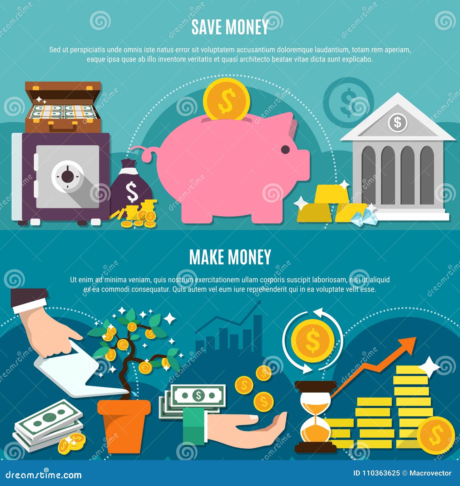Money Flat Composition Set stock vector. Illustration of coin - 110363625
