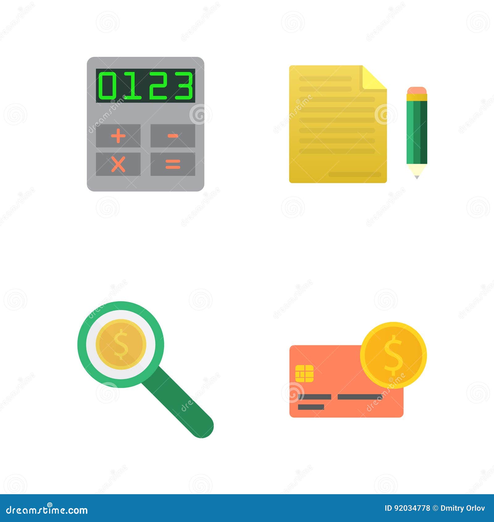 Money Flat Icon Set for, Flat Style Stock Vector - Illustration of coin ...