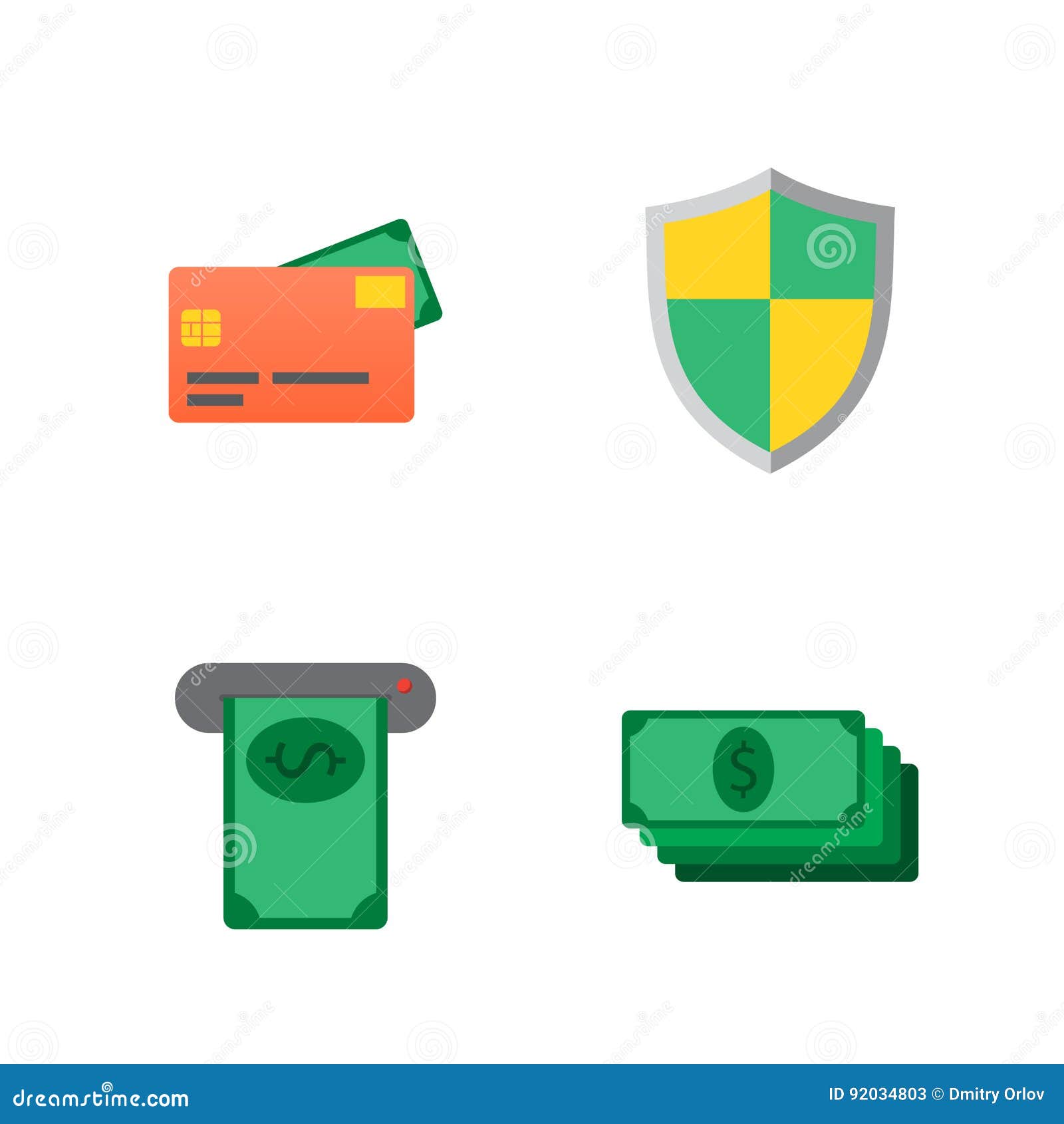Money Flat Icon Set for, Flat Style Stock Vector - Illustration of ...