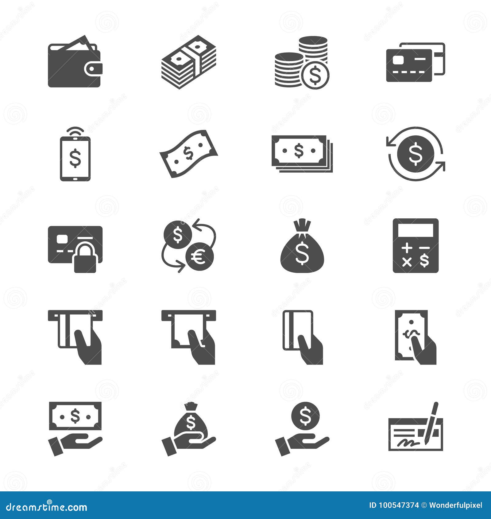 Money Icons // 32 Pixels Icons White Series Vector Illustration ...