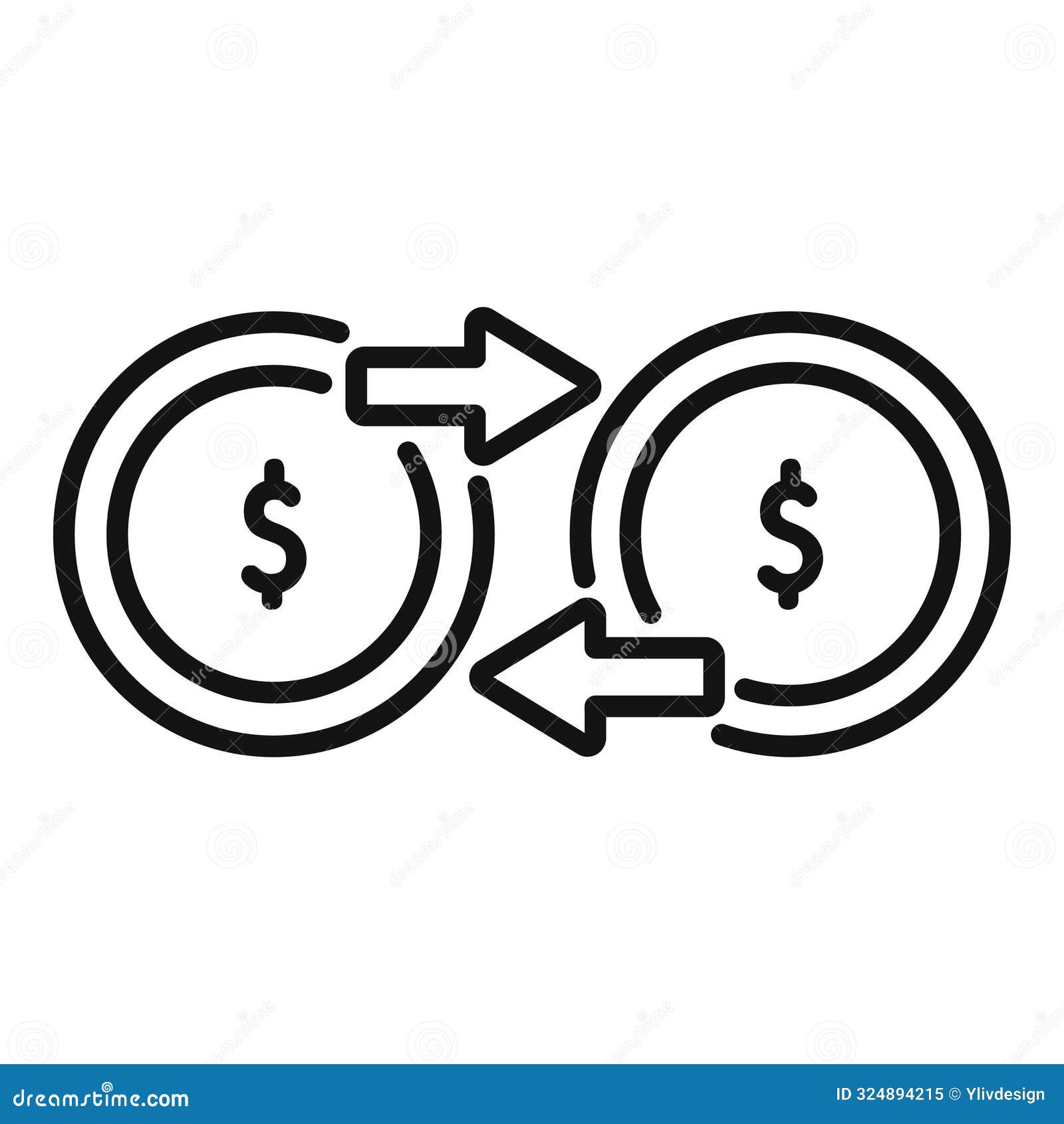 Money Flow Arrow Exchanging Currency Symbol Icon Stock Vector ...